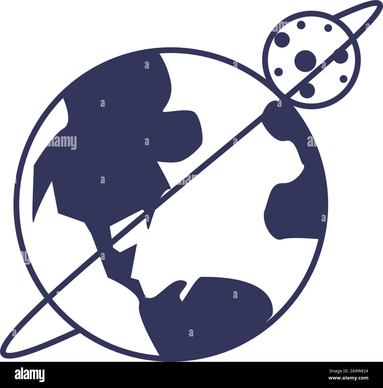 moon orbiting earth line image vector illustration Stock Vector Image ...
