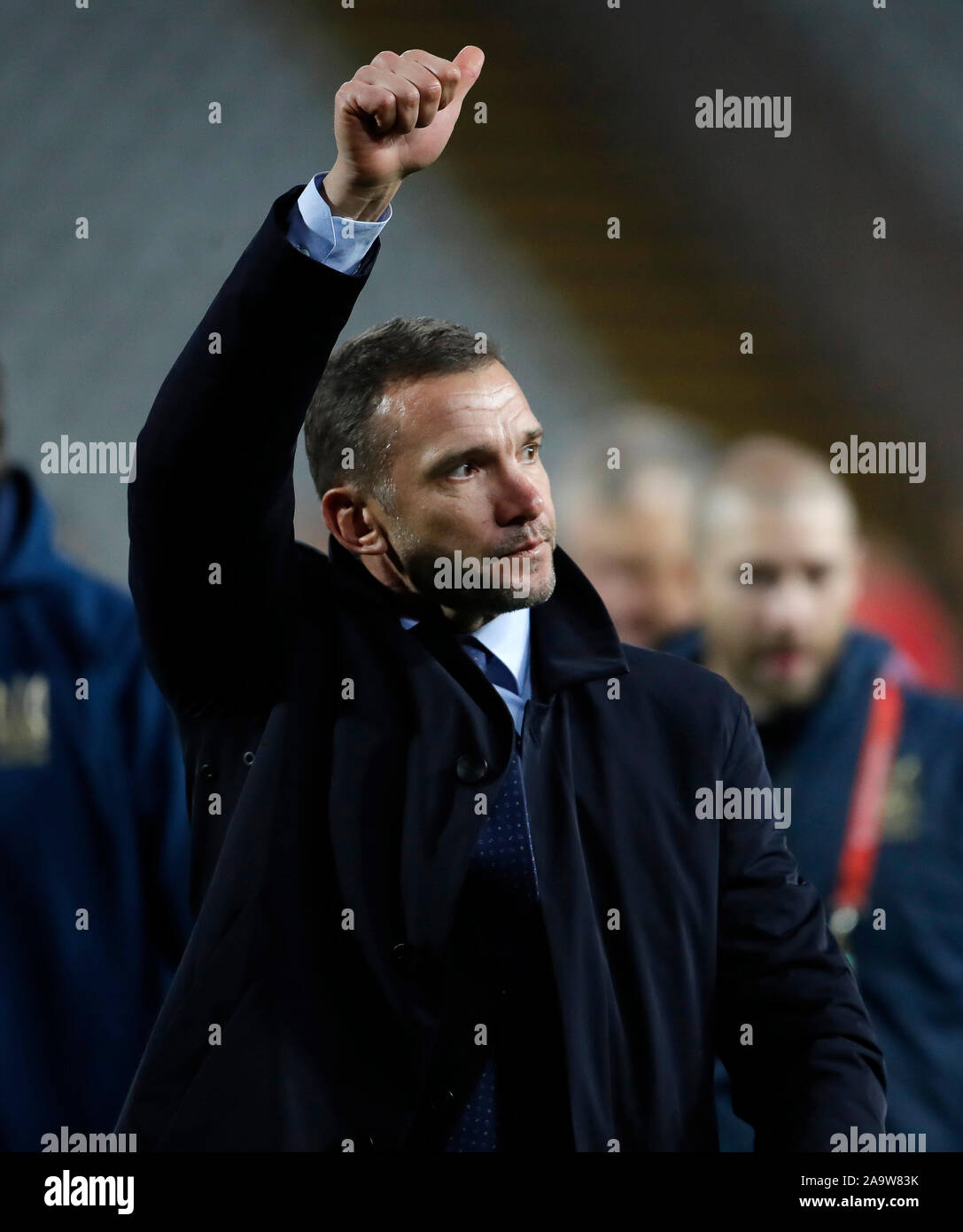 Belgrade. 17th Nov, 2019. Ukraine's head coach Andriy Shevchenko ...
