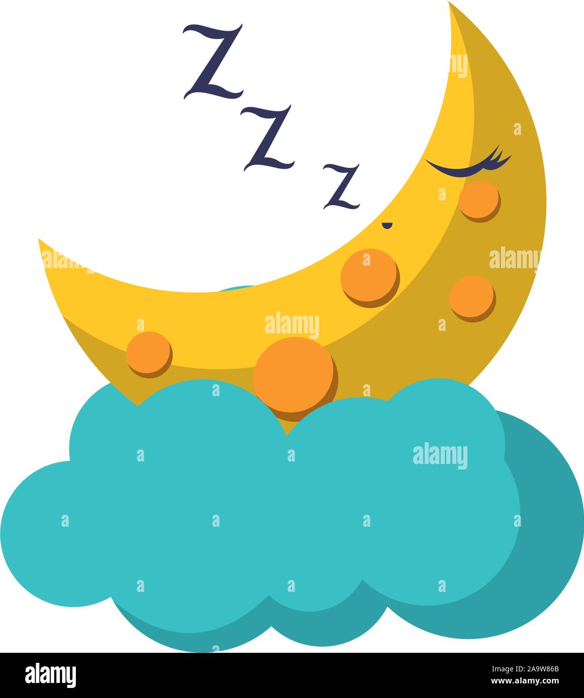sleep cloud half moon flat icon image vector illustration Stock Vector ...