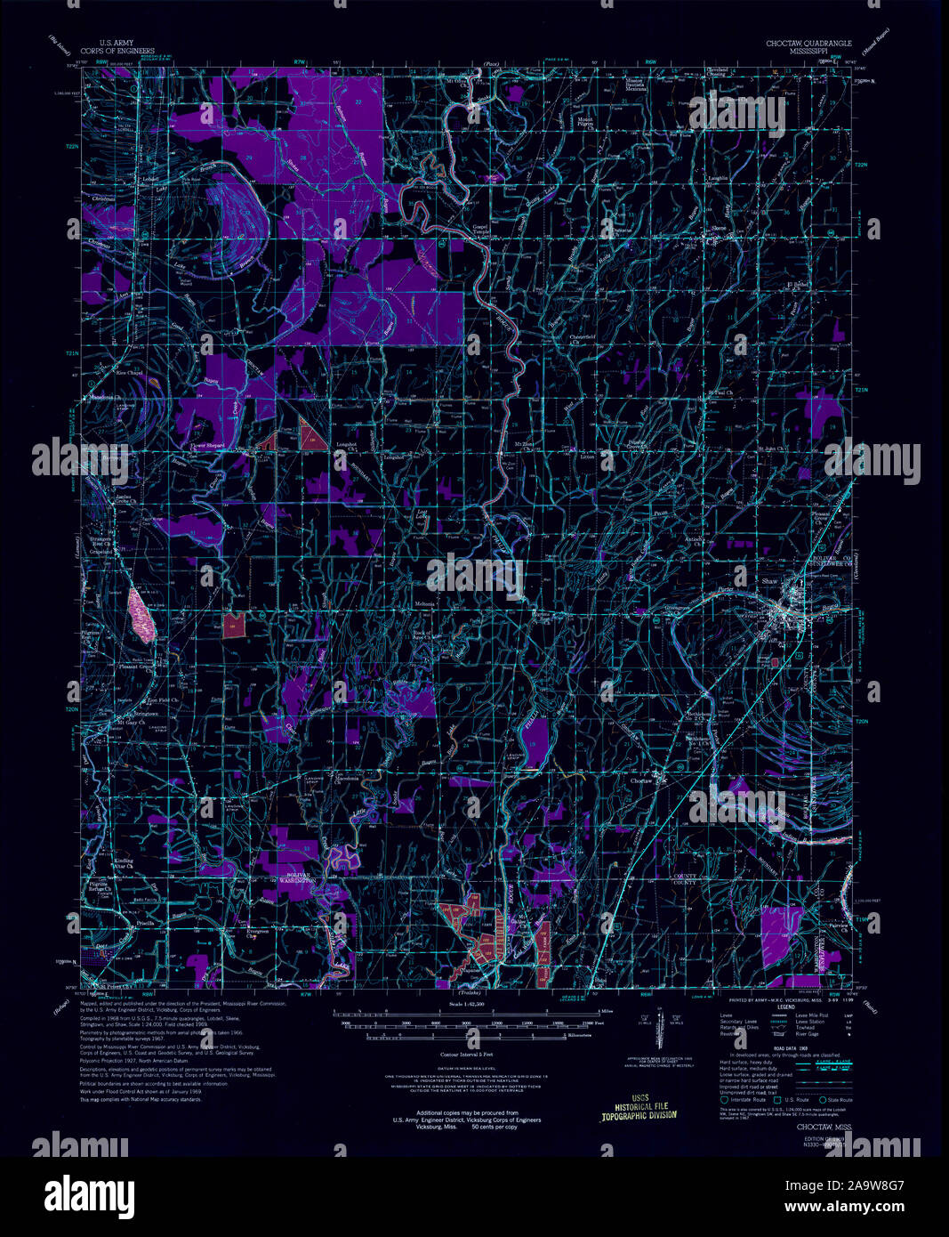 USGS TOPO Map Mississippi MS Choctaw 336840 1969 62500 Inverted ...