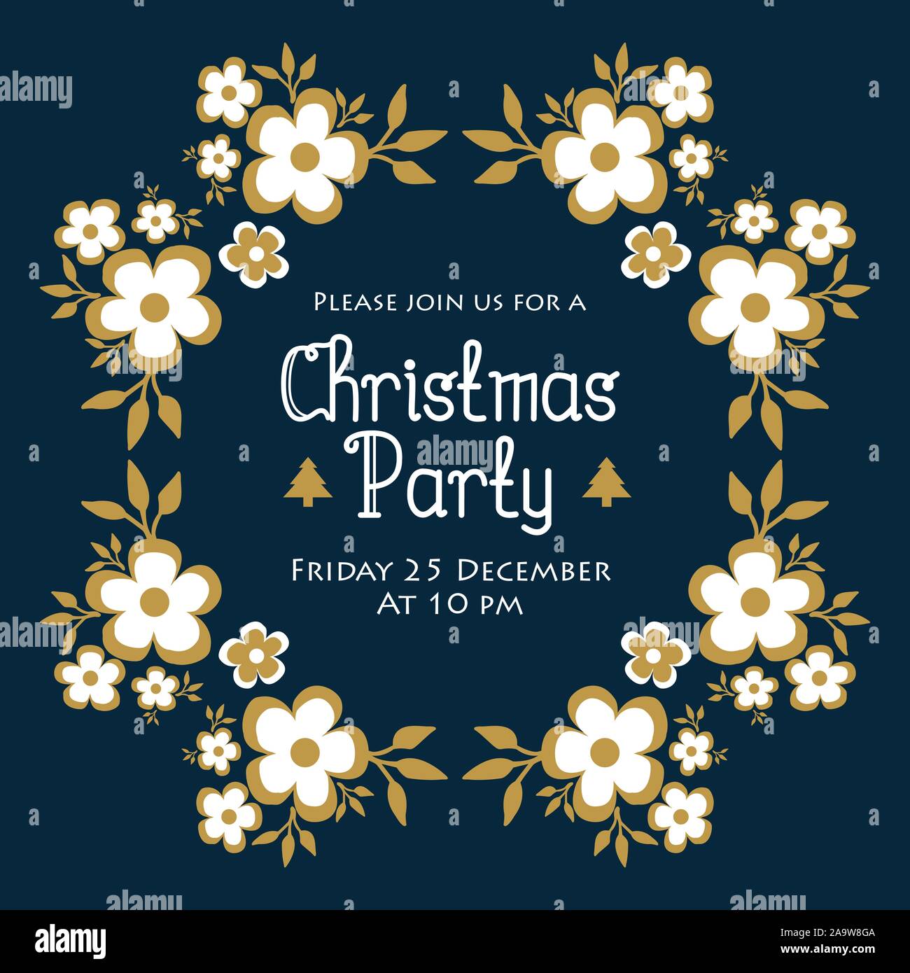 Invitation card christmas party, with leaf floral frame plant. Vector ...