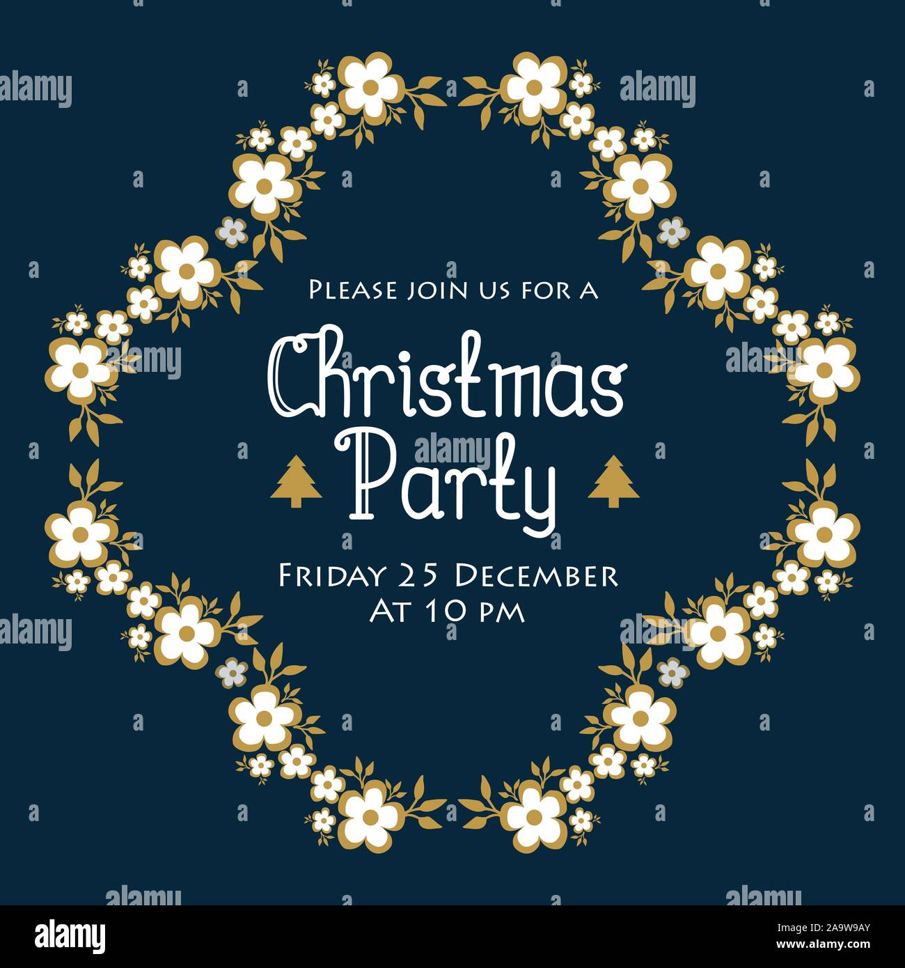 Template for christmas party, with art of leaf flower frame. Vector ...