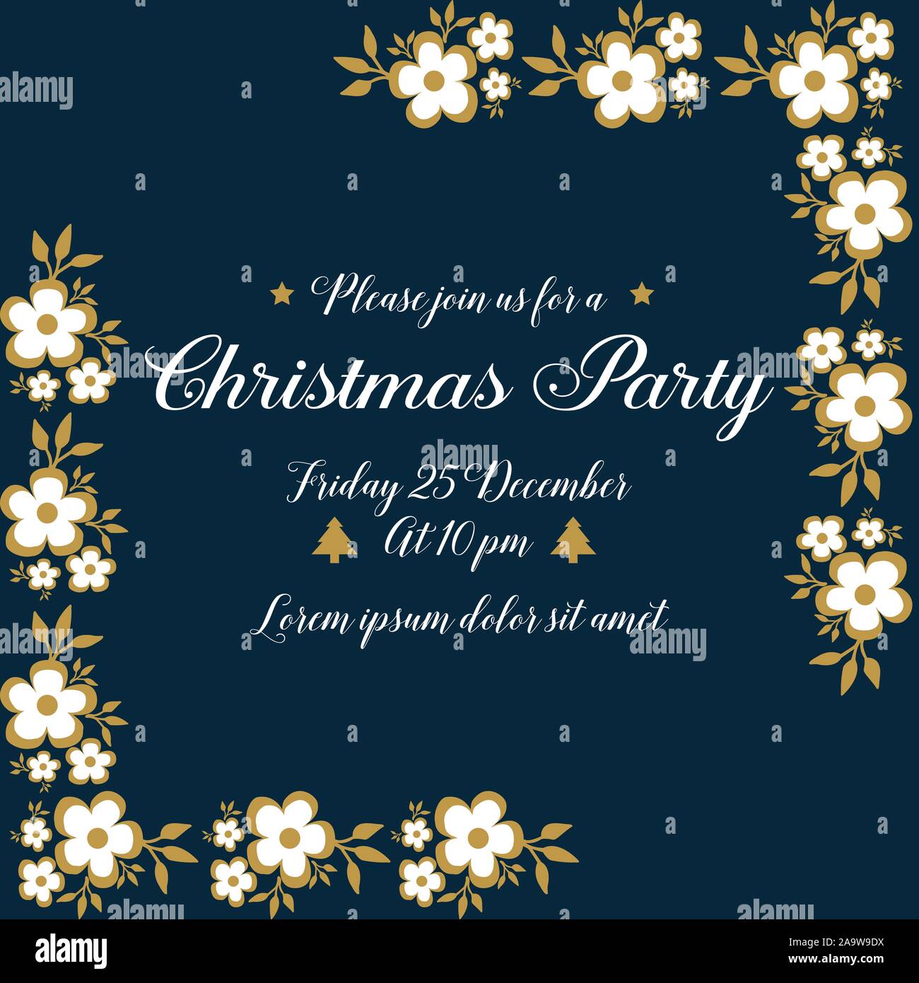 Template for christmas party, with art of leaf flower frame. Vector ...