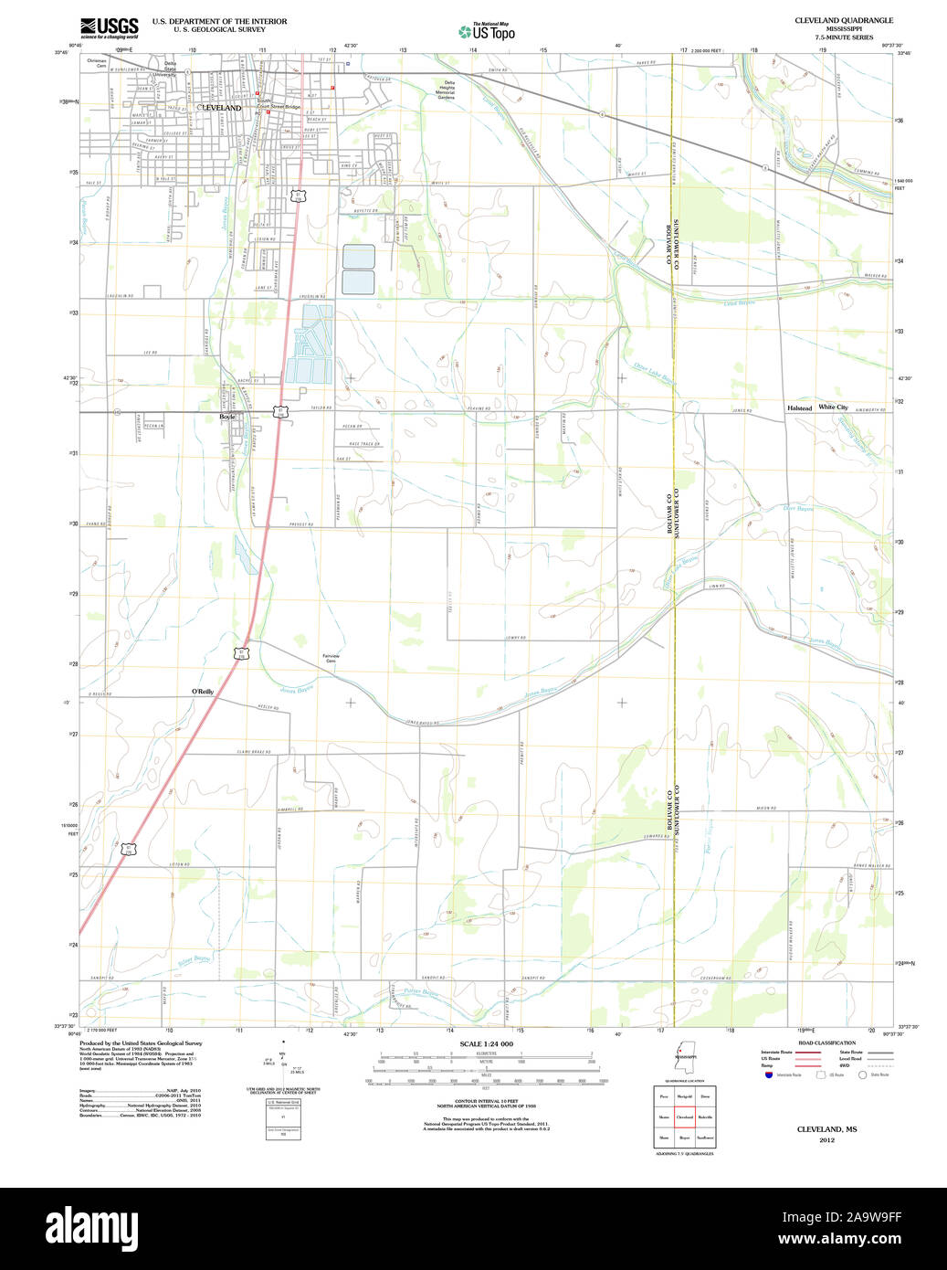 Map of cleveland mississippi hi-res stock photography and images - Alamy