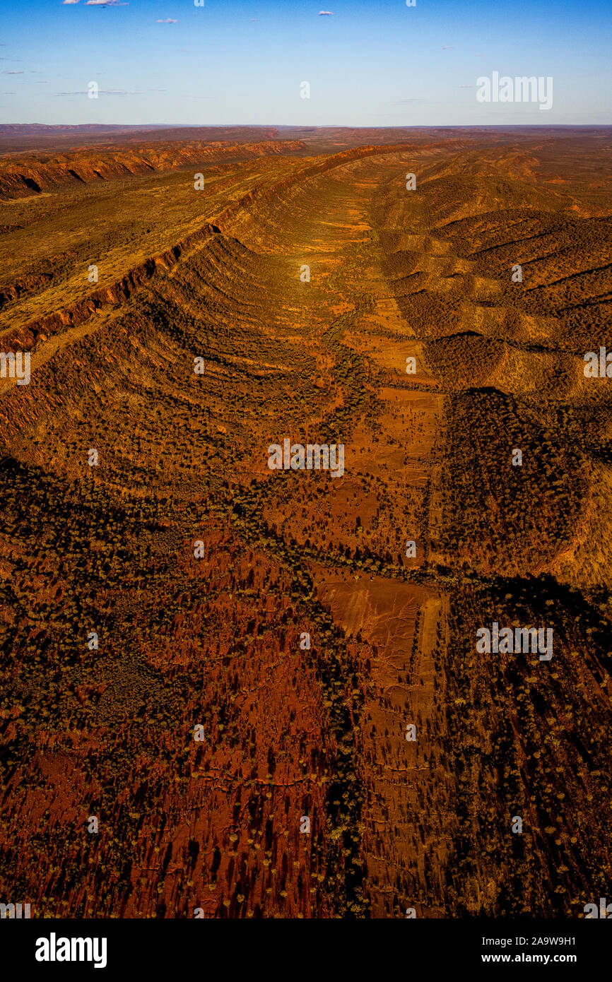 Aerial view of the George Gill ranges in remote central Australia in ...
