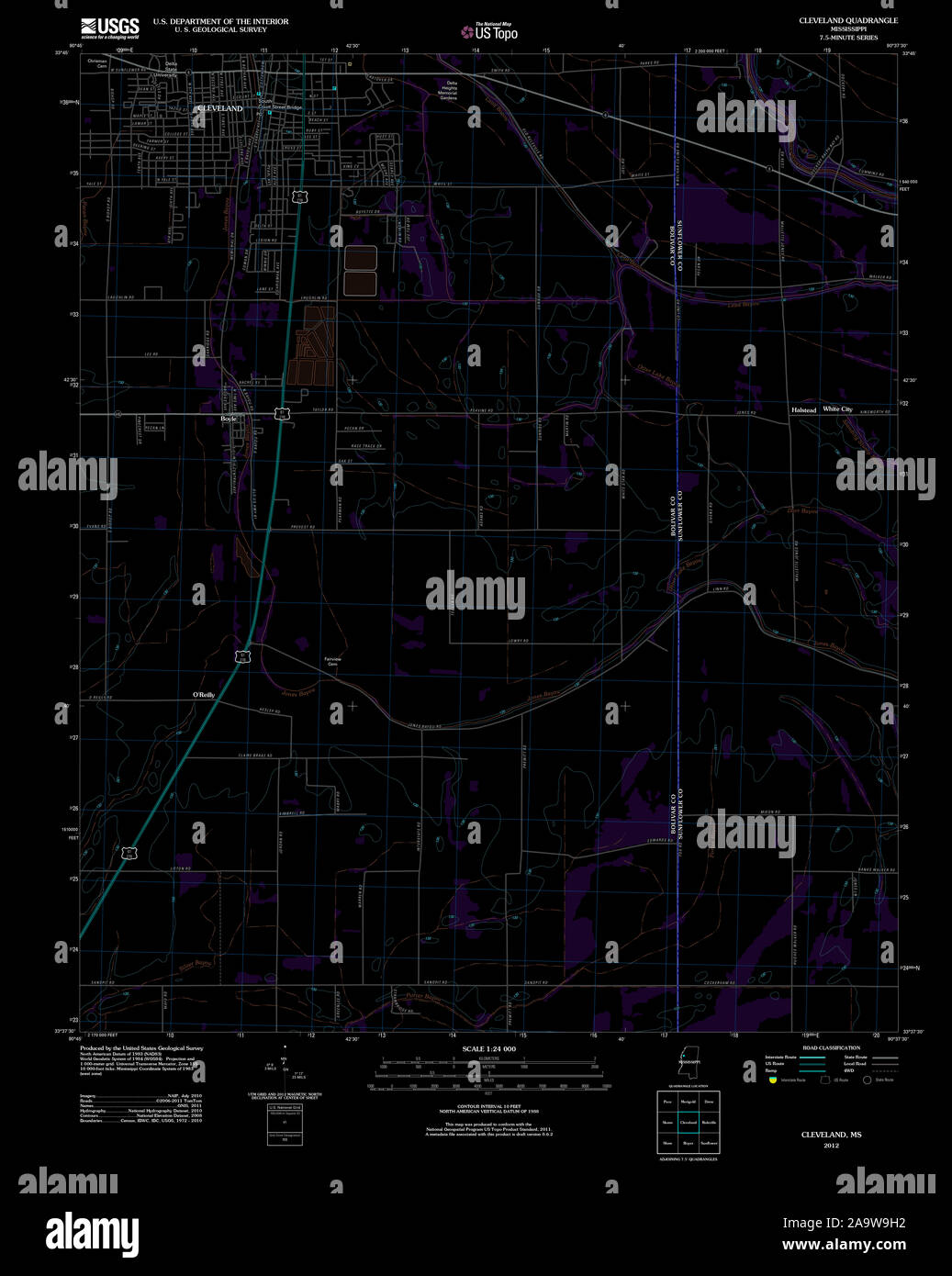 Map of cleveland mississippi hi-res stock photography and images - Alamy
