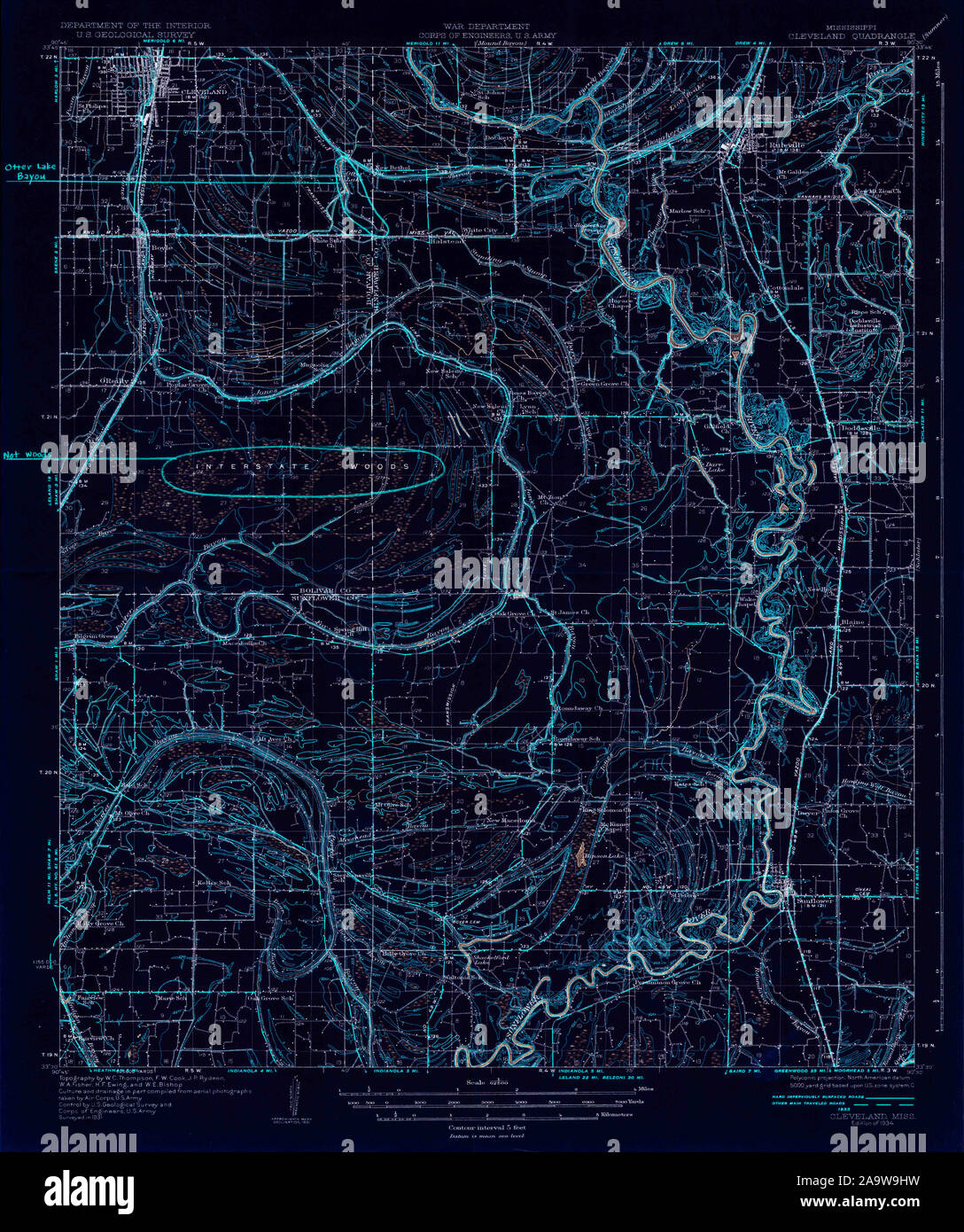 Map of cleveland mississippi hi-res stock photography and images - Alamy