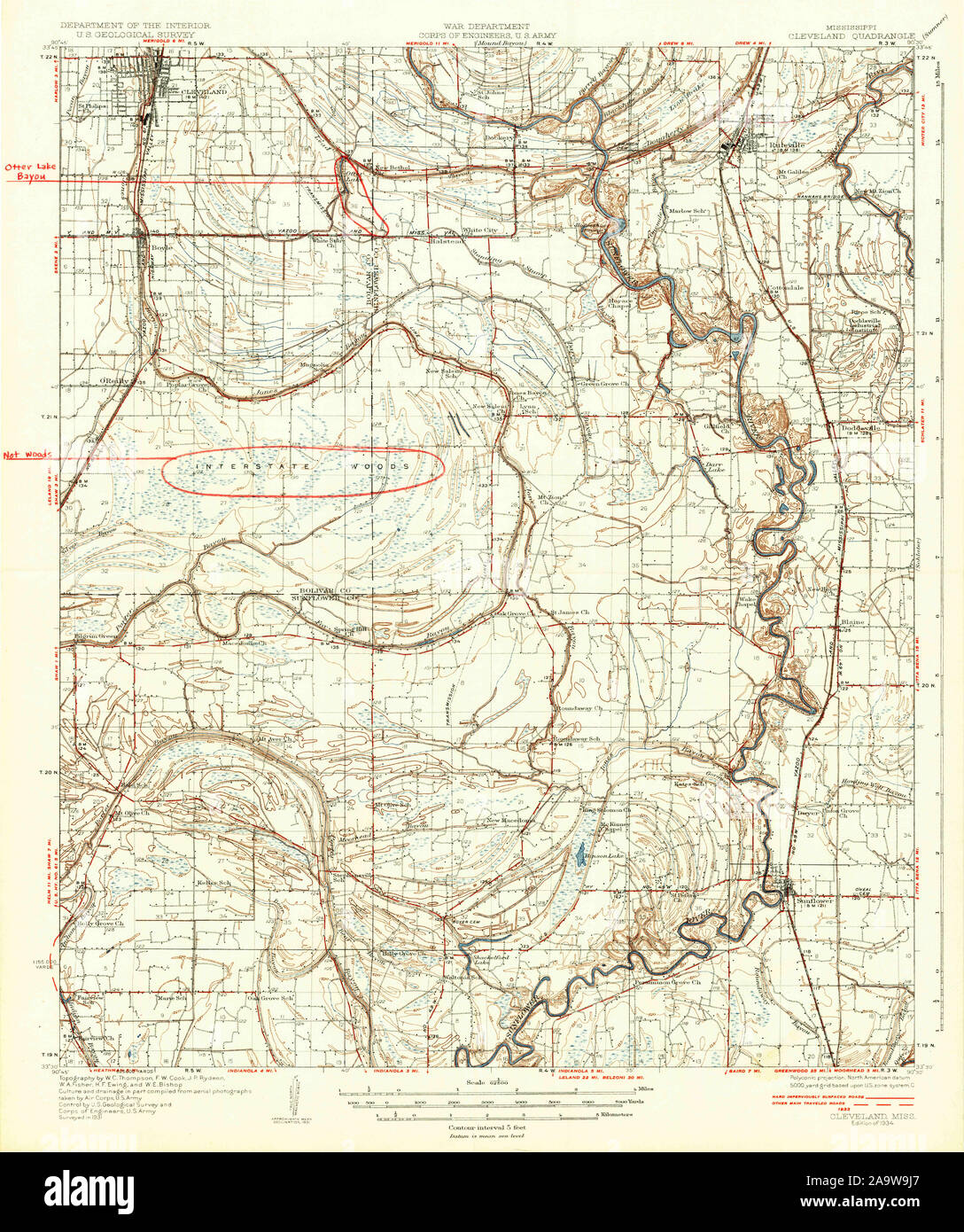 Map of cleveland mississippi hi-res stock photography and images - Alamy