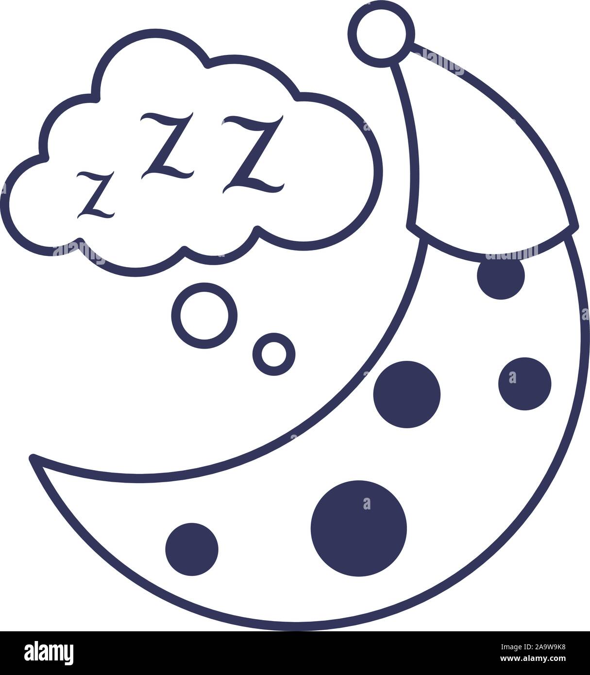 half moon with hat sleeping flat icon image vector illustration Stock ...