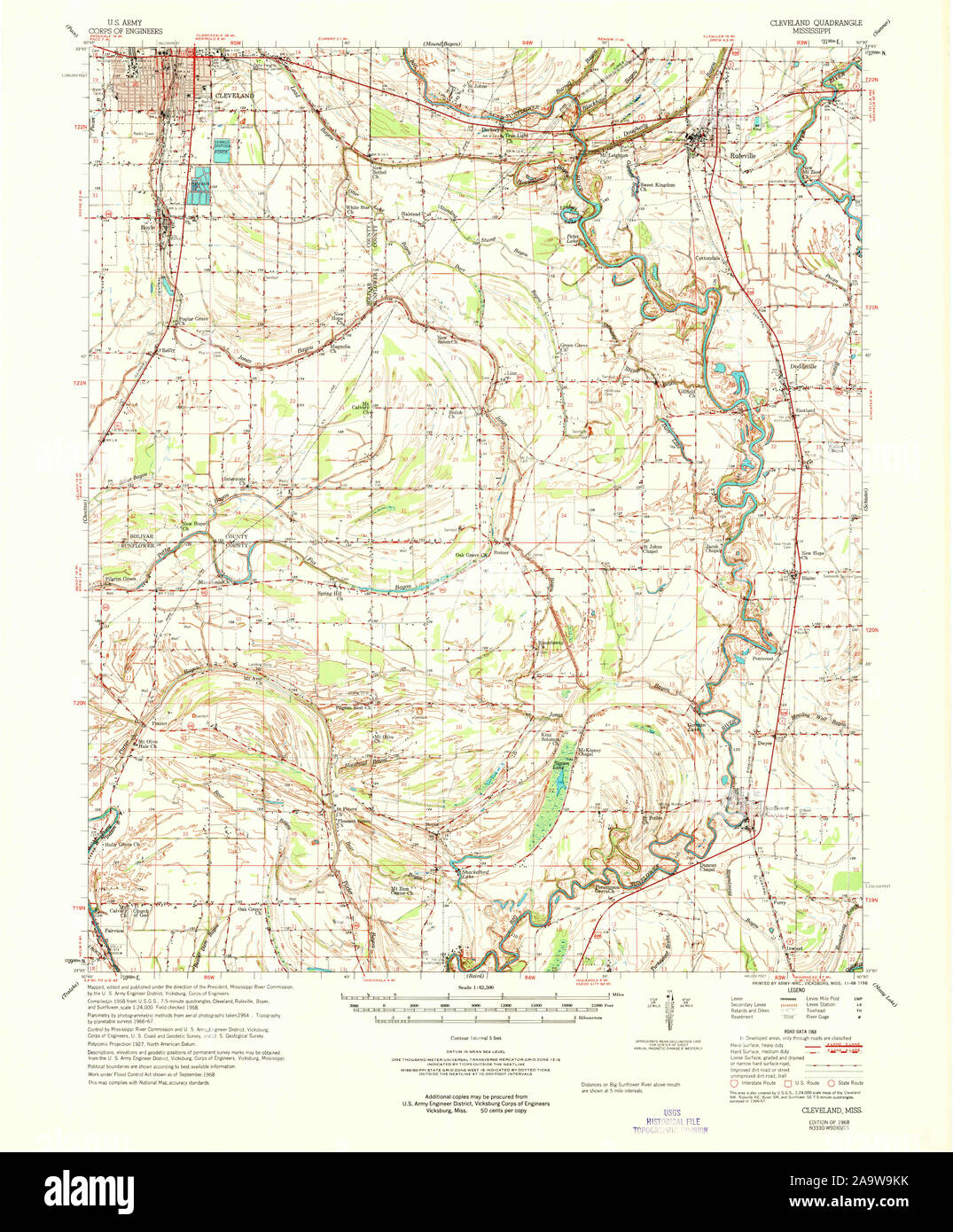 Map of cleveland mississippi hi-res stock photography and images - Alamy