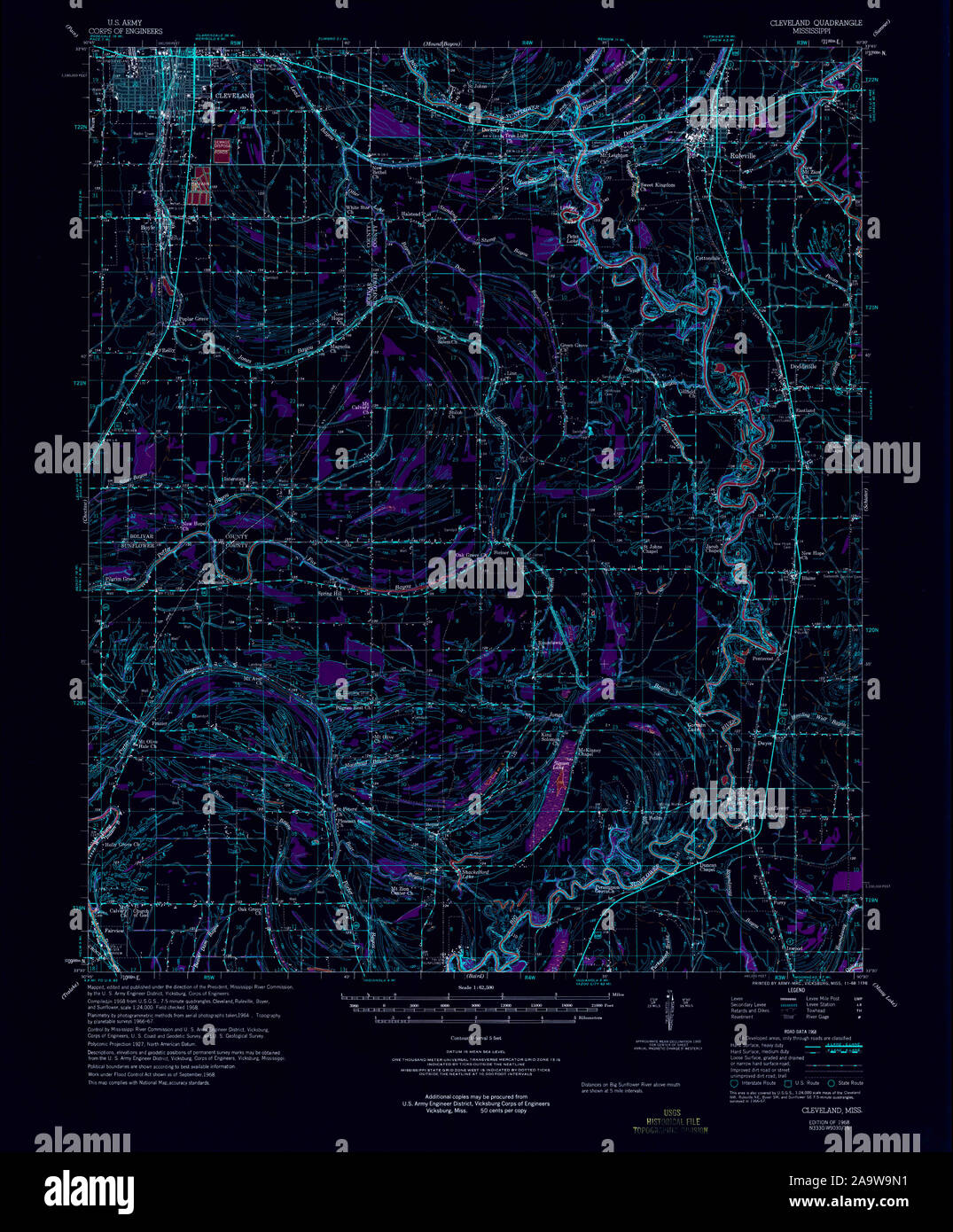 Map of cleveland mississippi hi-res stock photography and images - Alamy