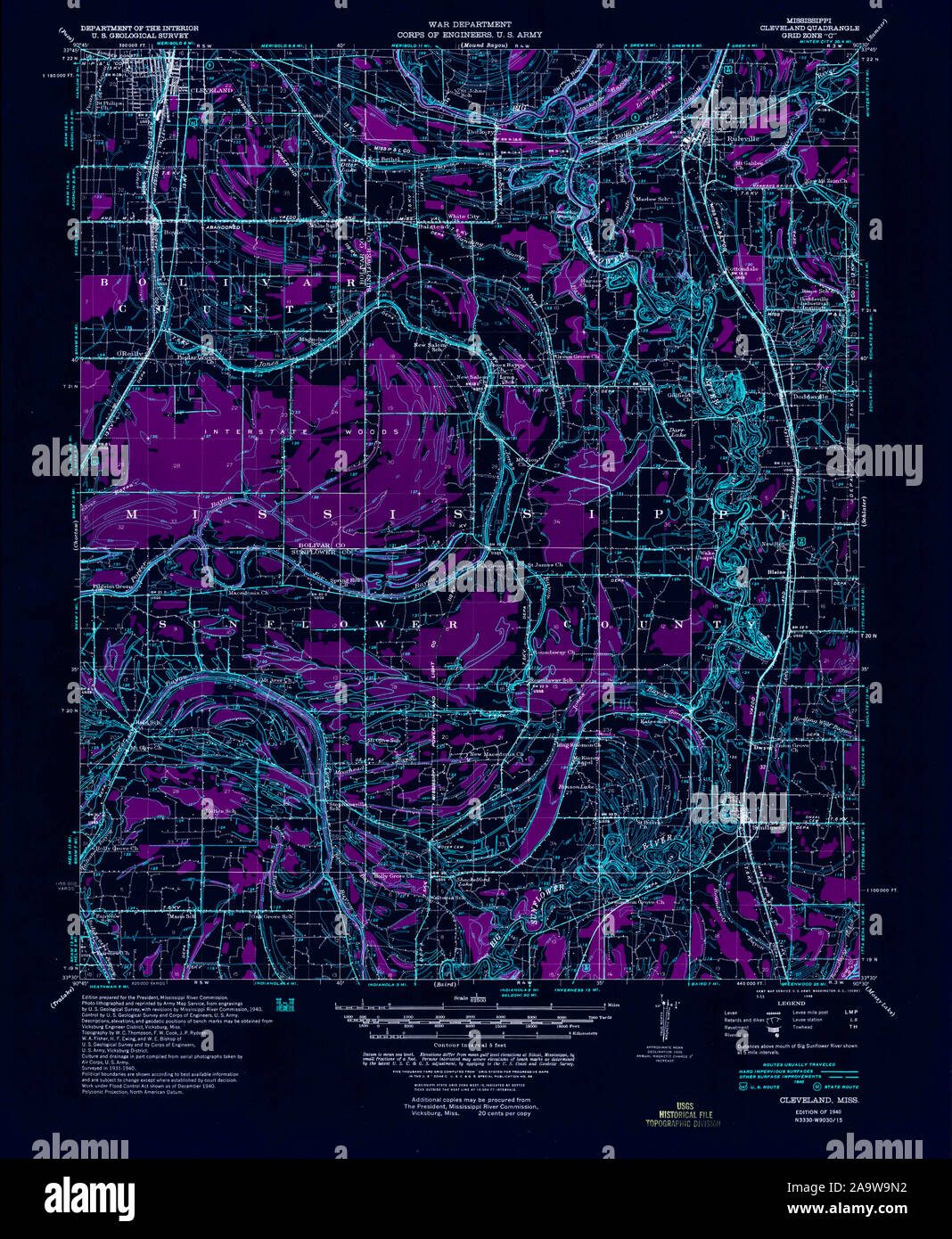 Map of cleveland mississippi hi-res stock photography and images - Alamy