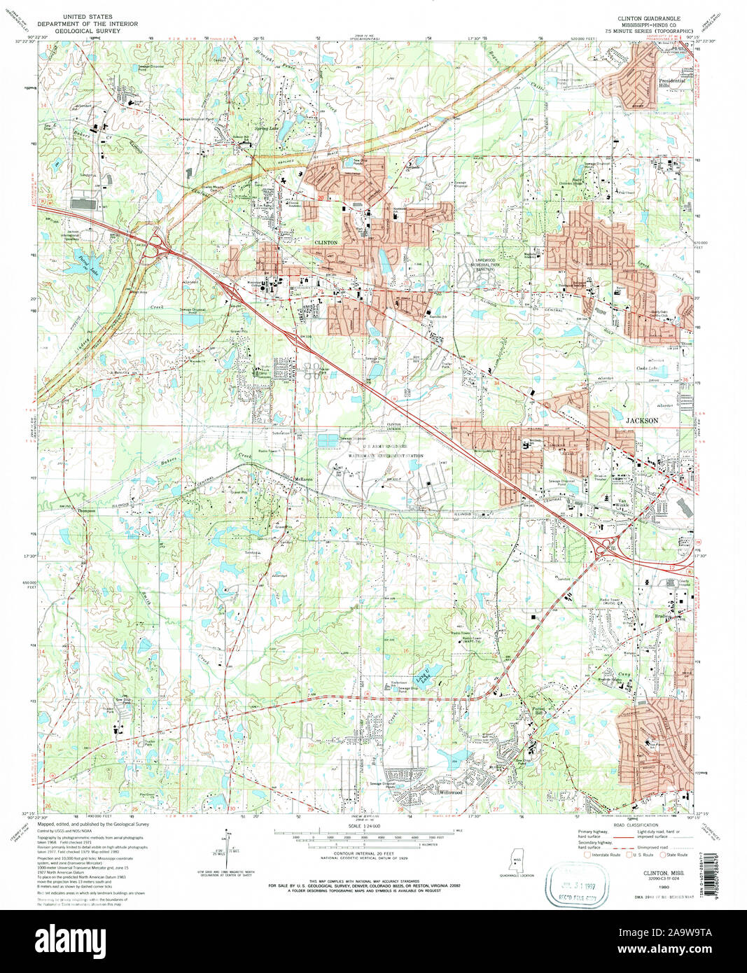 Map of clinton mississippi hi-res stock photography and images - Alamy