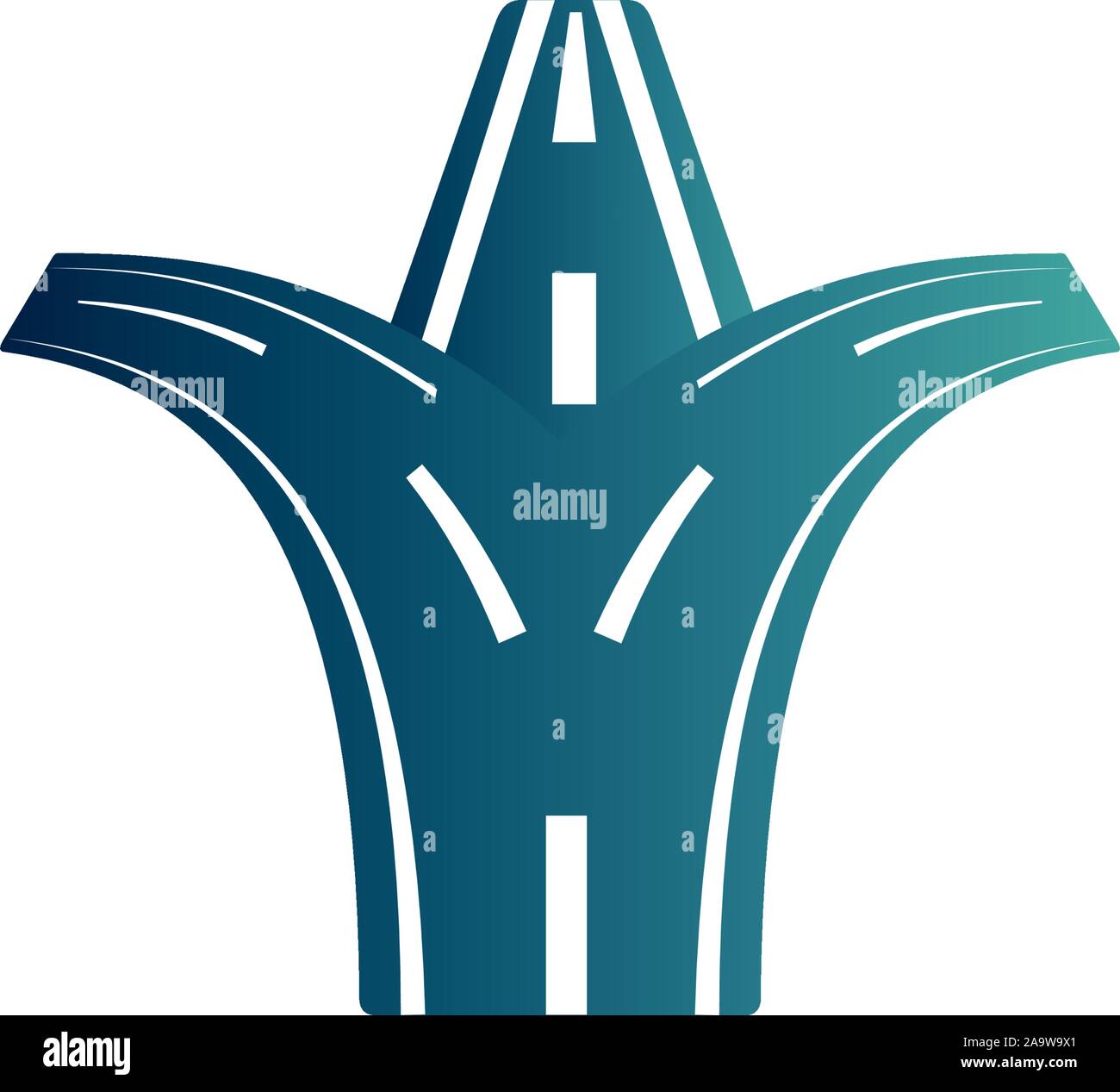 forked road asphalt gradient icon vector illustration Stock Vector ...