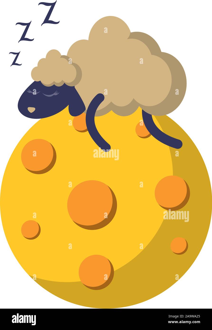sleeping sheep moon flat icon image vector illustration Stock Vector ...