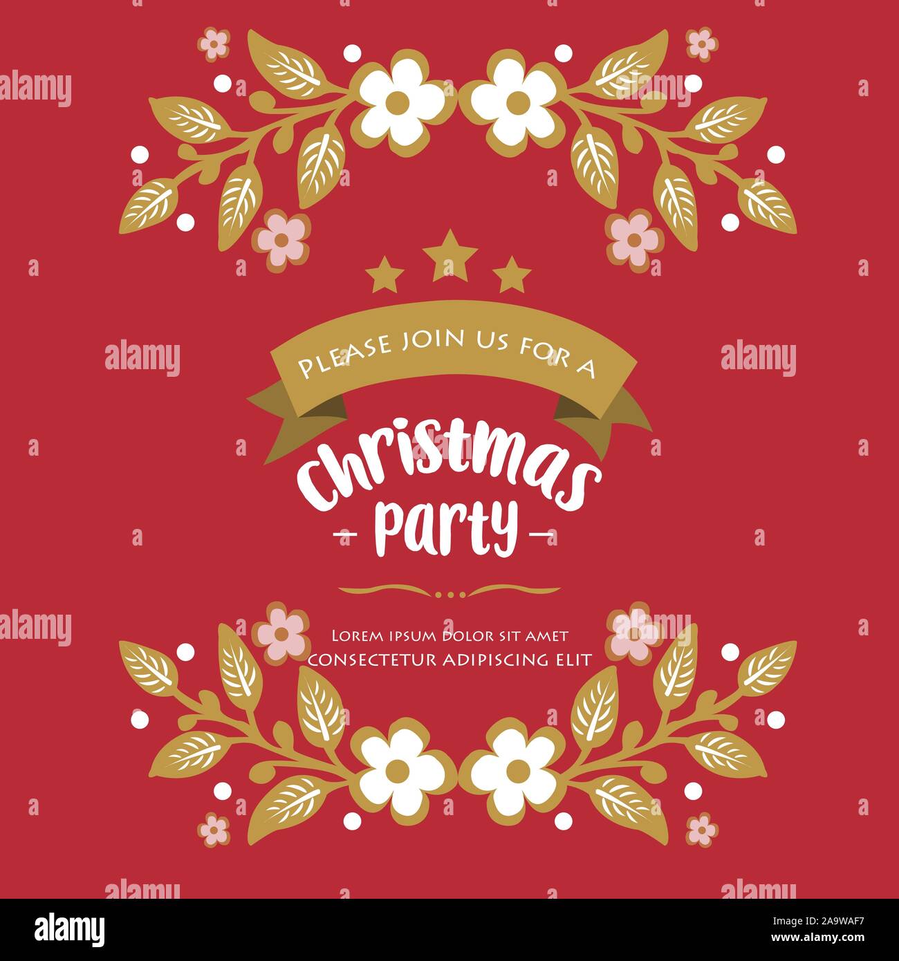 Invitation card for christmas party, with graphic flower frame. Vector ...