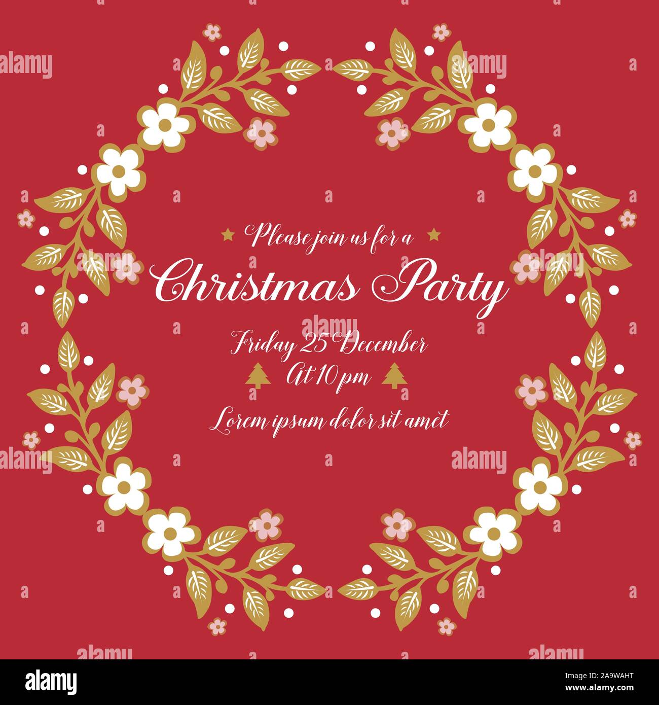 Invitation card for christmas party, with graphic flower frame. Vector ...