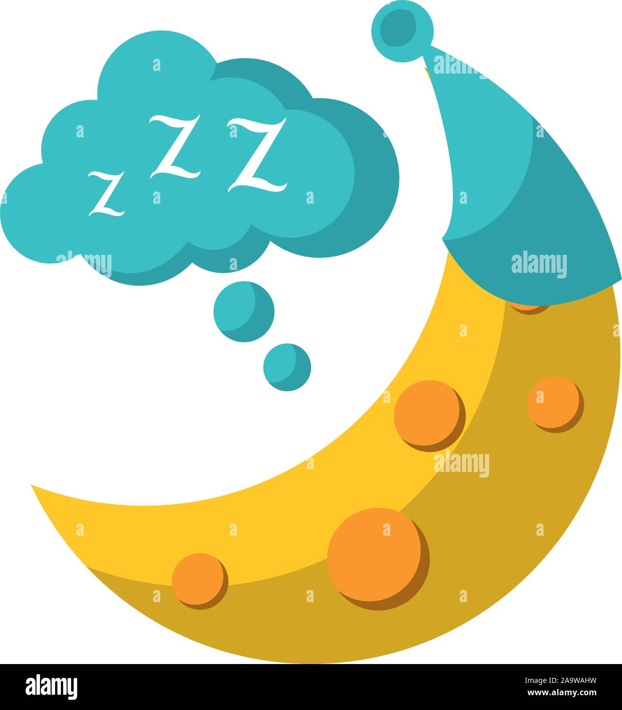 half moon with hat sleeping flat icon image vector illustration Stock ...