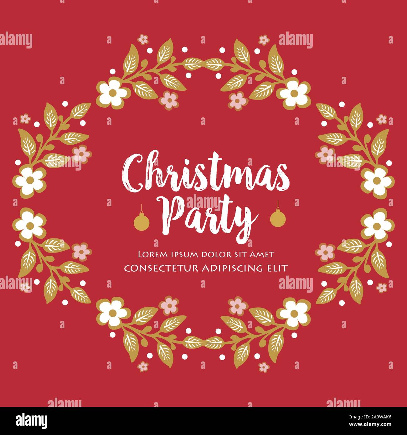 Invitation card for christmas party, with graphic flower frame. Vector ...