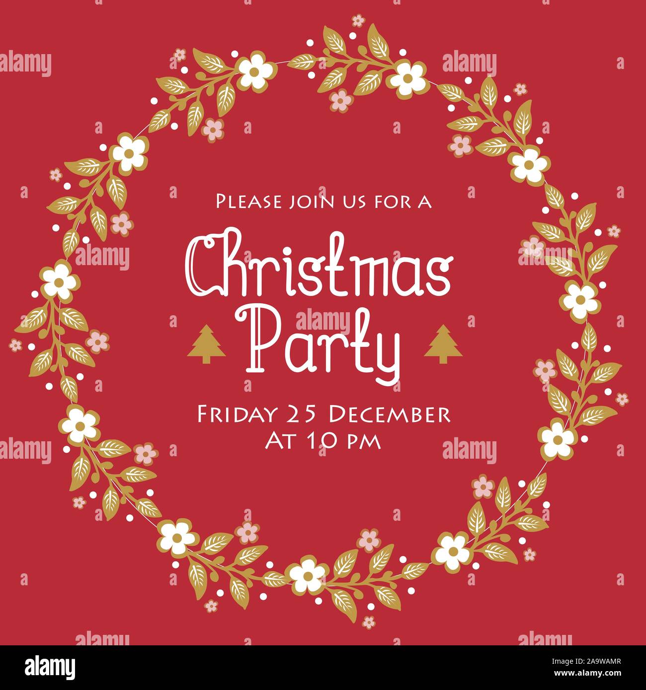 Invitation card for christmas party, with graphic flower frame. Vector ...