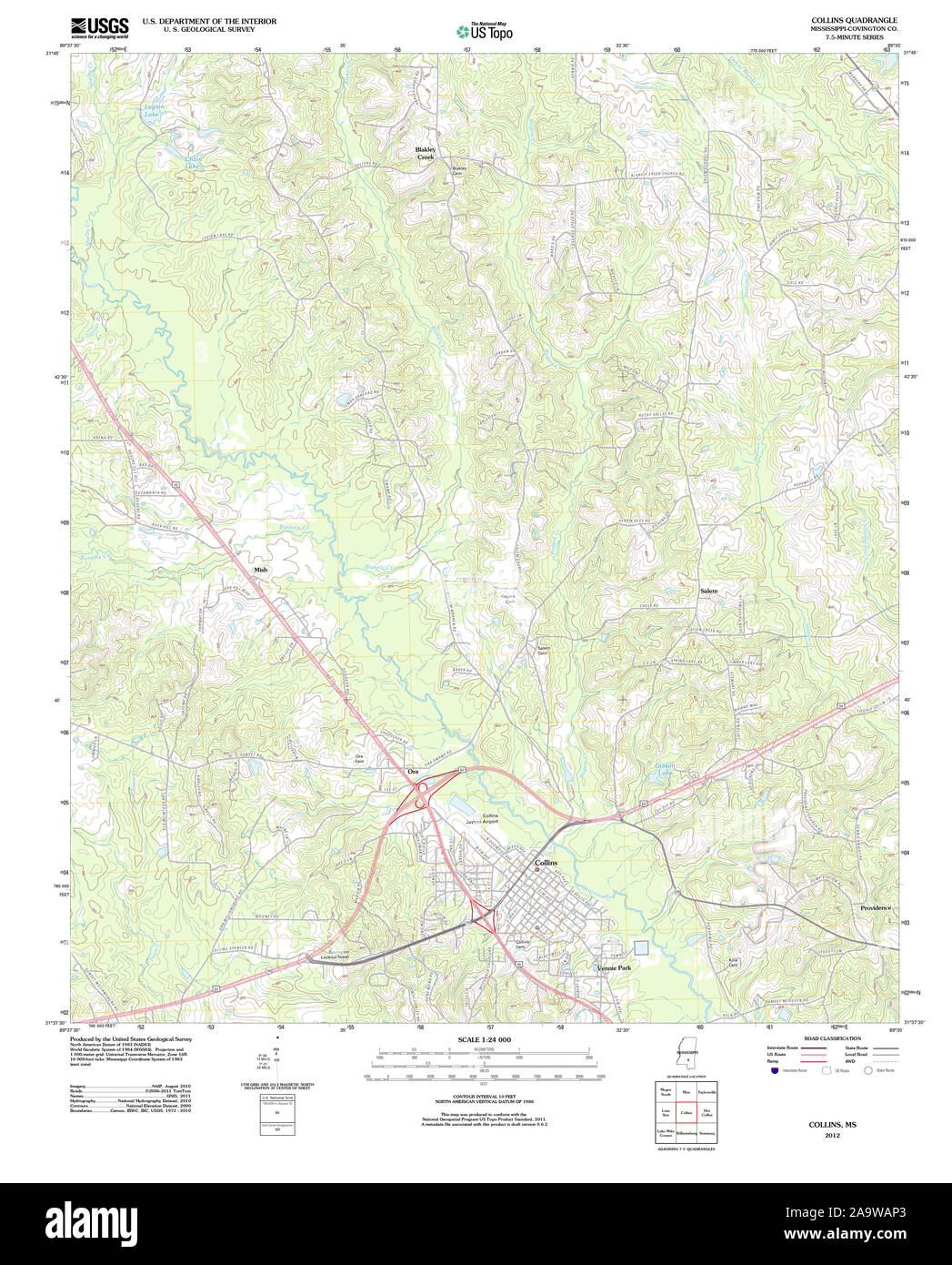 Map of collins mississippi hi-res stock photography and images - Alamy