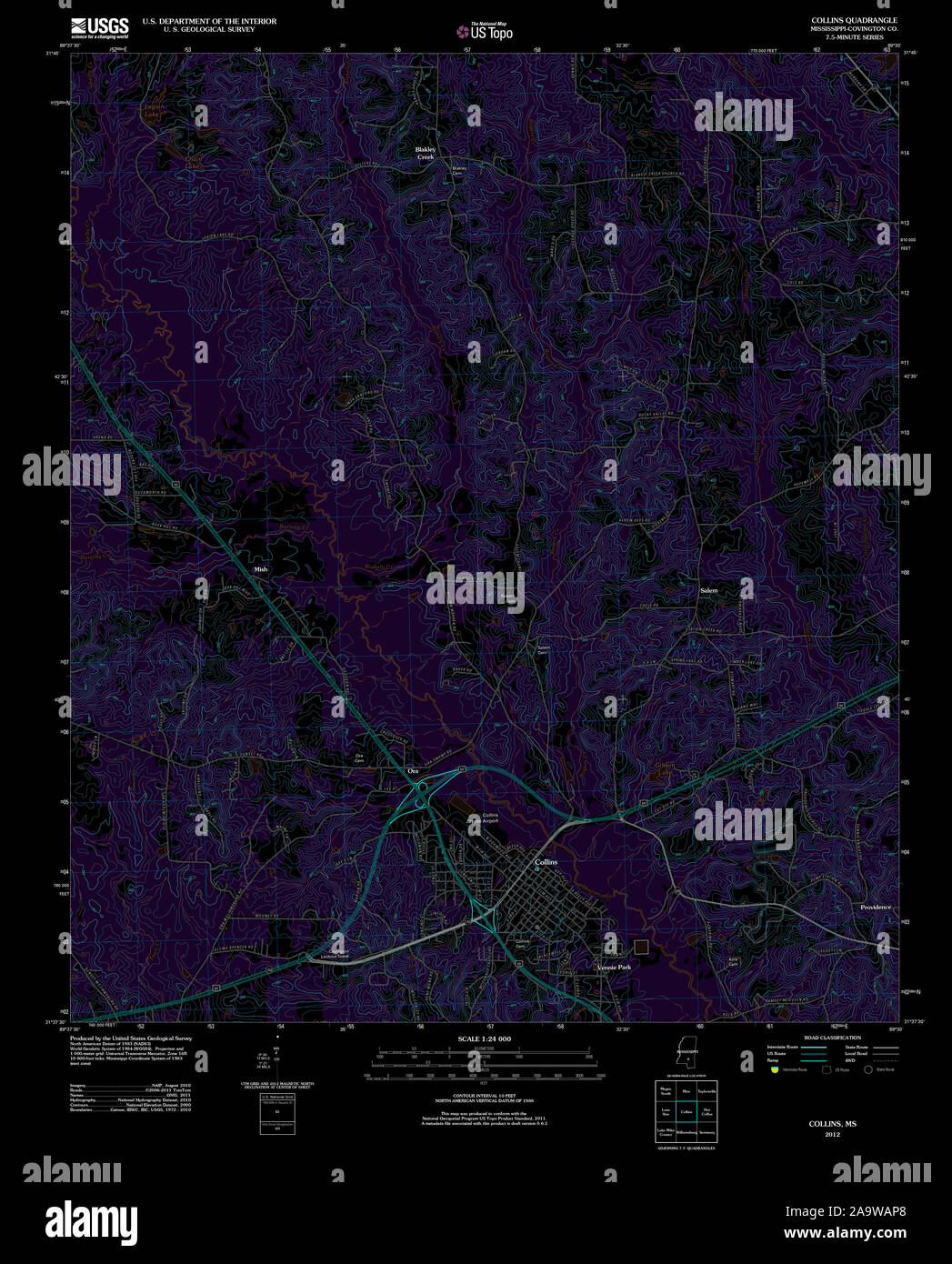 Map of collins mississippi hi-res stock photography and images - Alamy