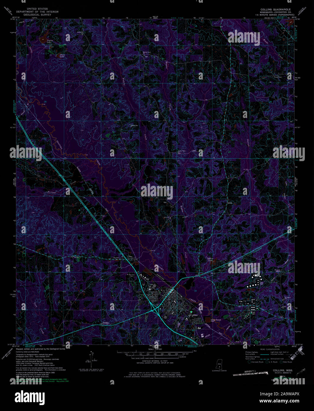 Map of collins mississippi hi-res stock photography and images - Alamy