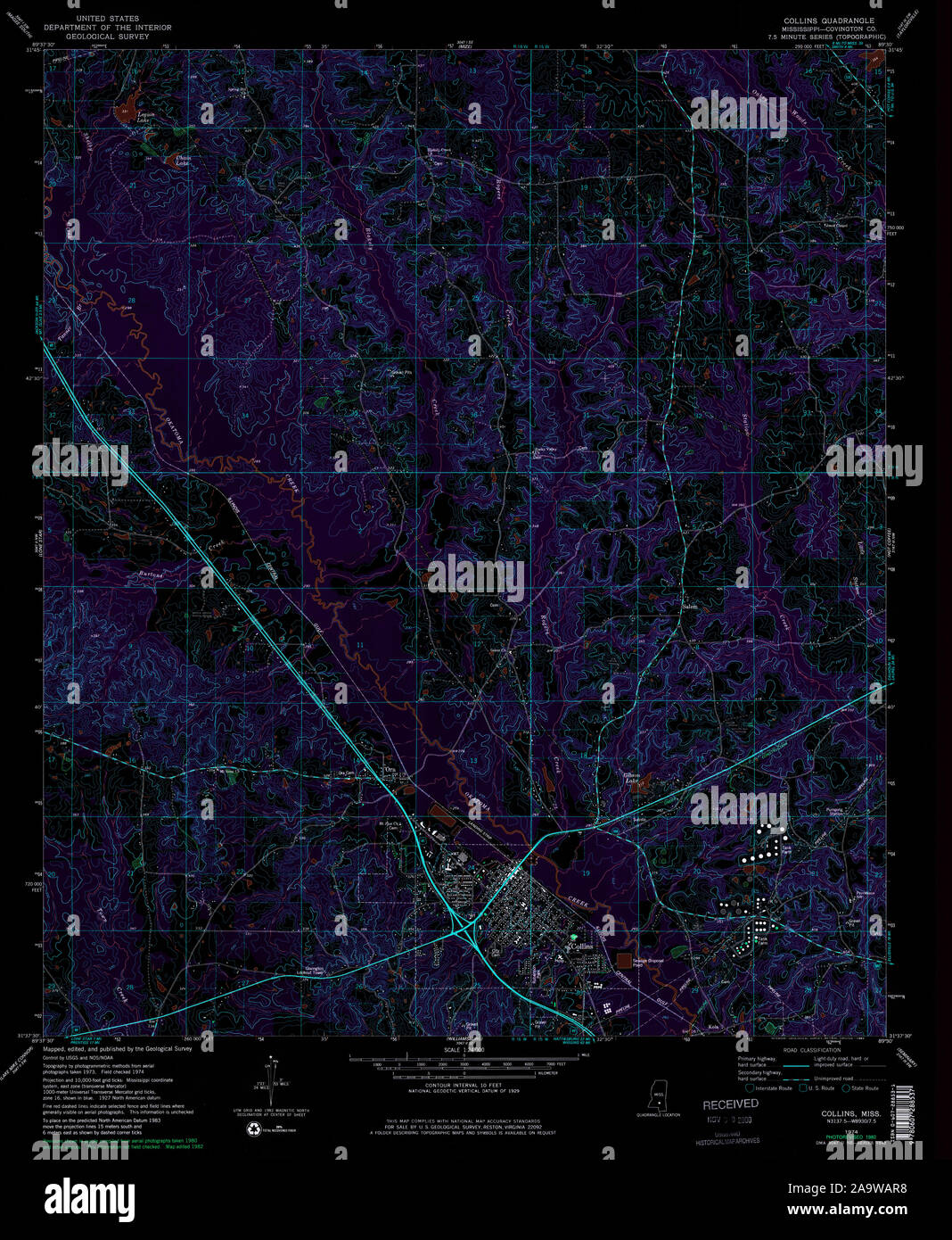 Map of collins mississippi hi-res stock photography and images - Alamy