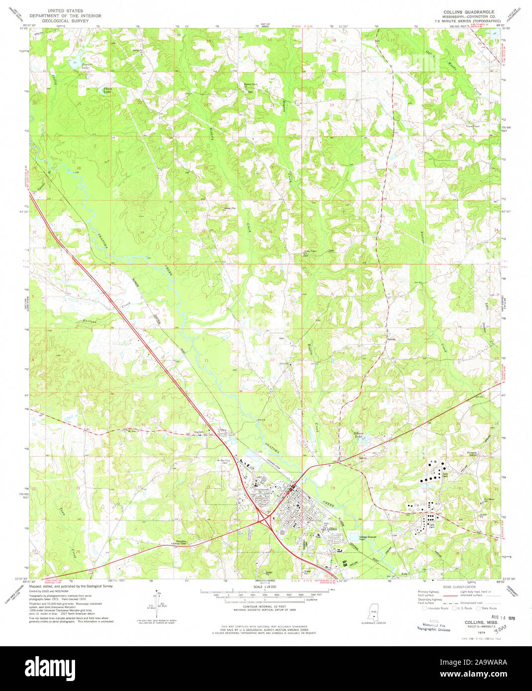 Map of collins mississippi Cut Out Stock Images & Pictures - Alamy