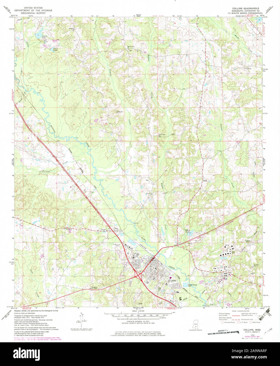 Map of collins mississippi Cut Out Stock Images & Pictures - Alamy