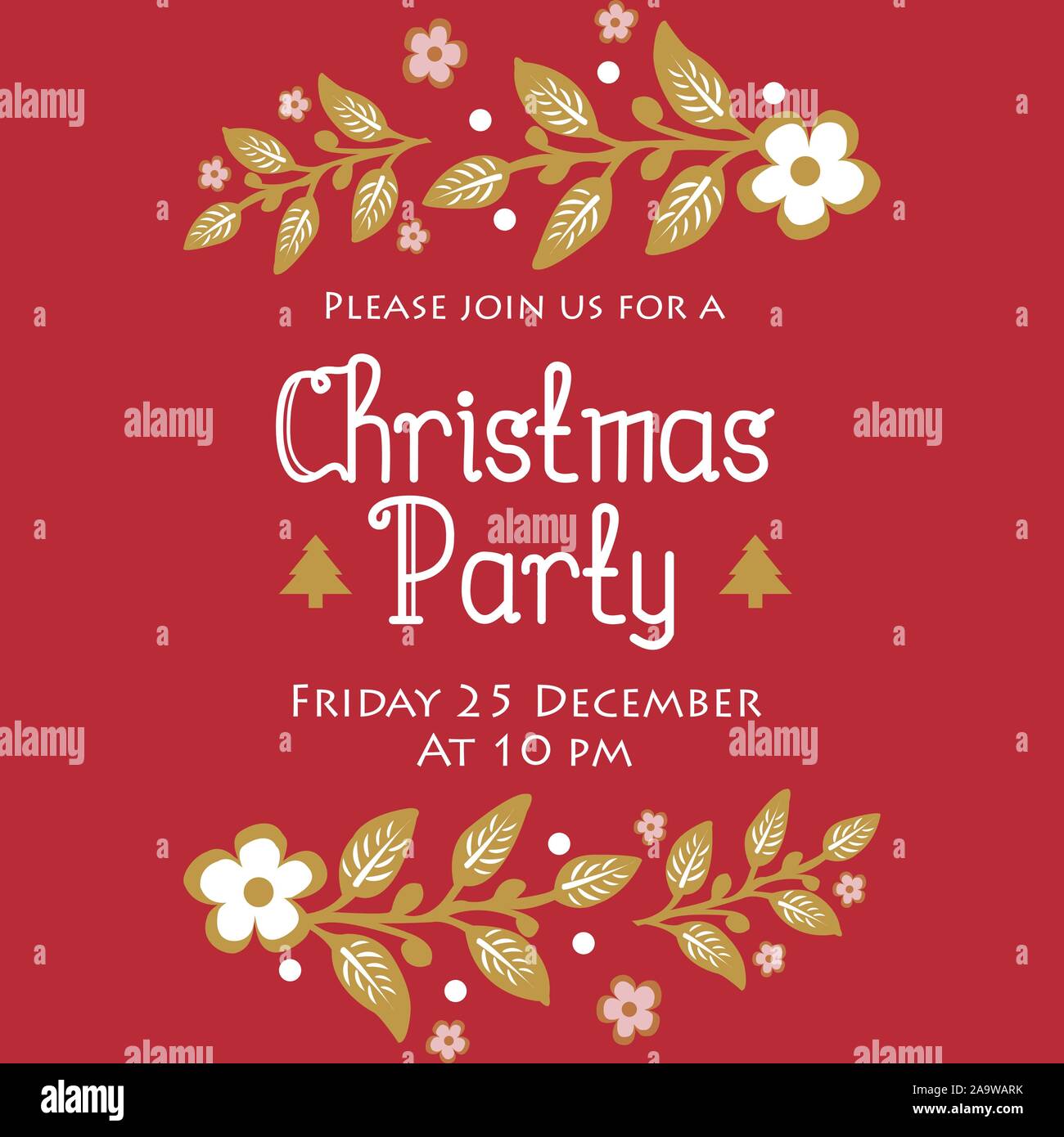 Design template for christmas party, with elegant leaf flower frame ...
