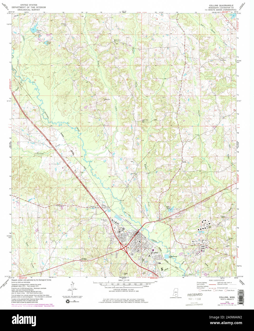 Map of collins mississippi hi-res stock photography and images - Alamy