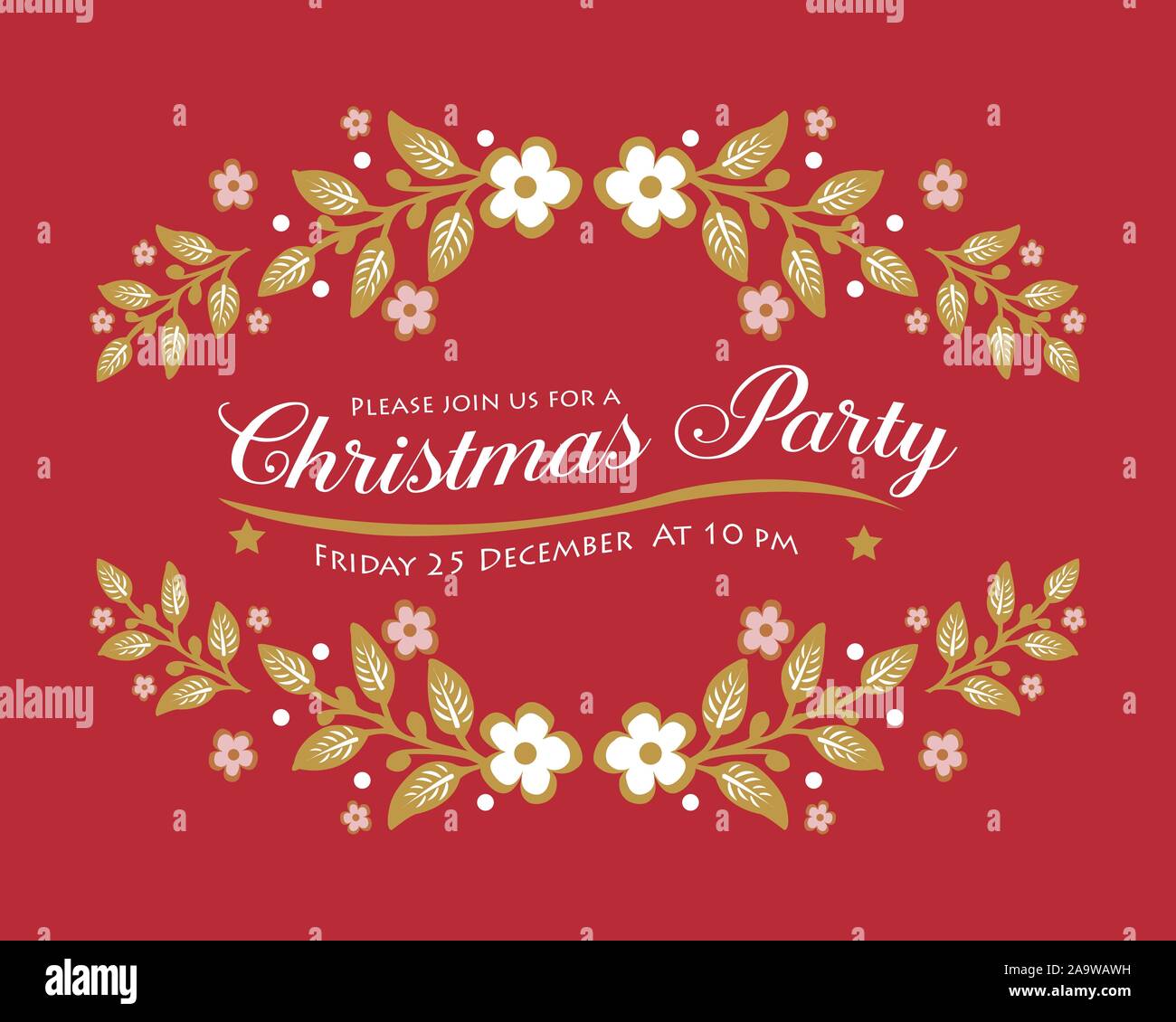 Design template for christmas party, with elegant leaf flower frame ...