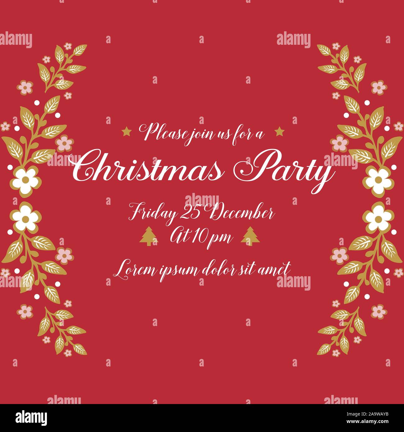 Design template for christmas party, with elegant leaf flower frame ...
