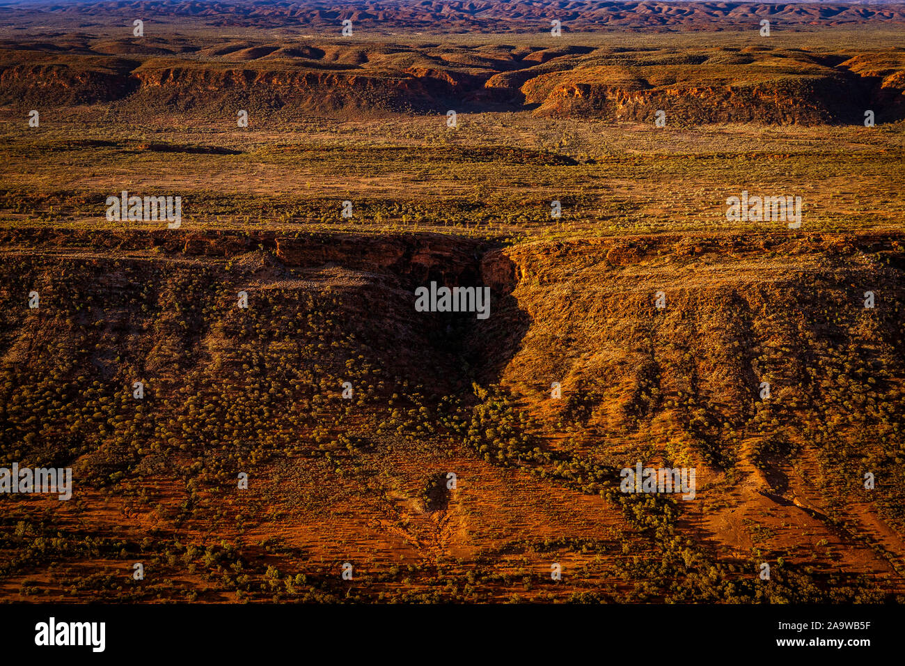 Aerial view of the George Gill ranges in remote central Australia in ...