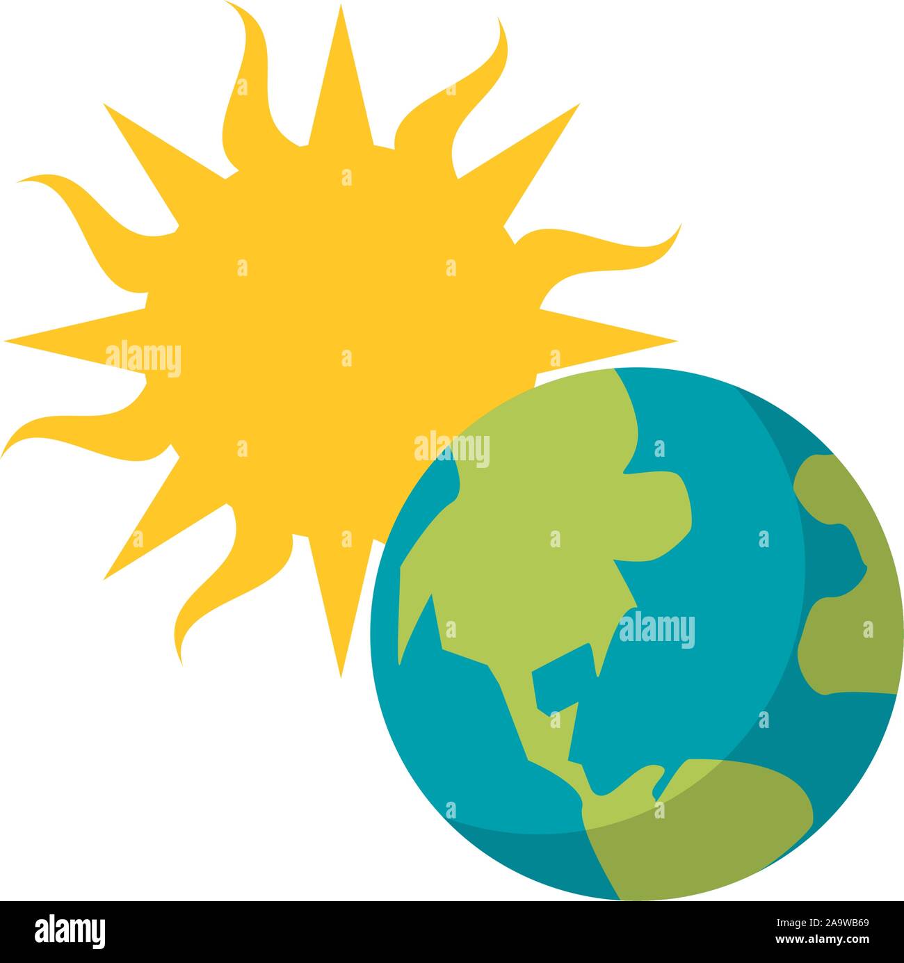 earth planet sun flat icon image vector illustration Stock Vector Image ...