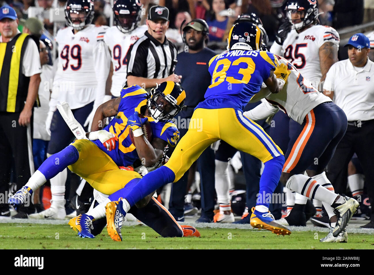 Los Angeles, CA. 17th Nov, 2019. Los Angeles Rams running back Todd ...