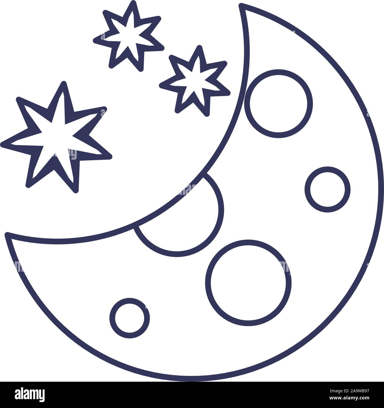 stars astrology half moon line image vector illustration Stock Vector ...