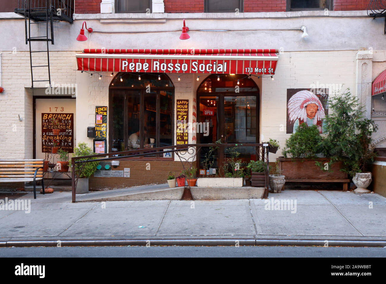 Pepe Rosso Social, 173 Mott Street, New York, NY. exterior storefront ...
