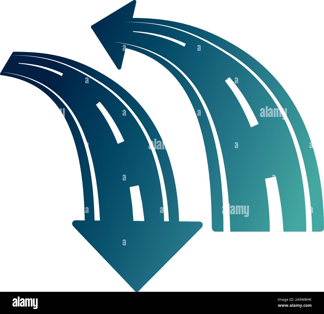 two way curve asphalt road gradient icon vector illustration Stock ...
