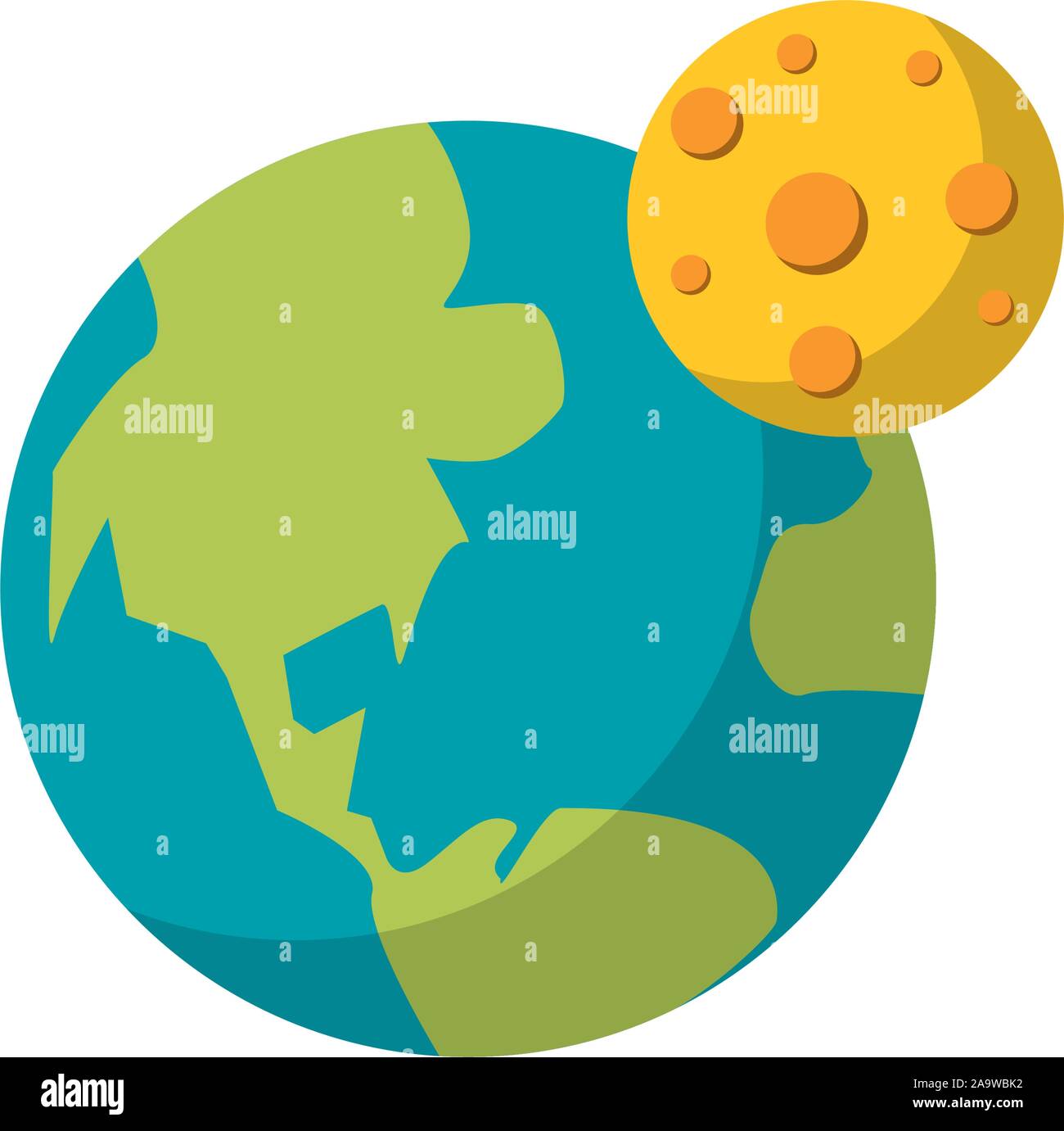 moon orbiting earth flat icon image vector illustration Stock Vector ...