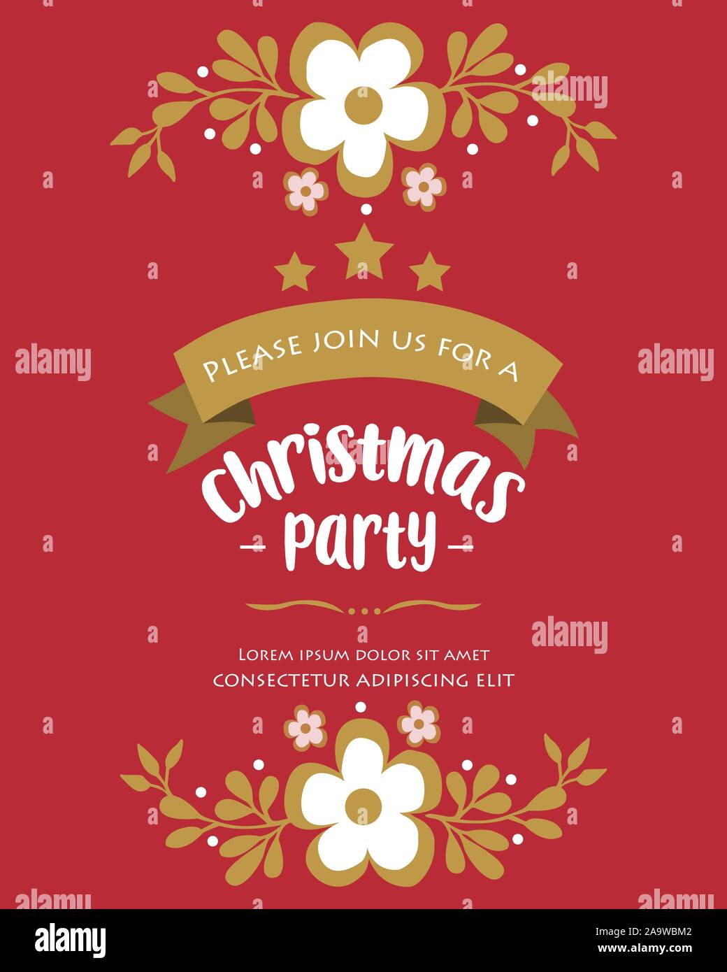 Modern card of christmas party, with beauty of white flower frame ...