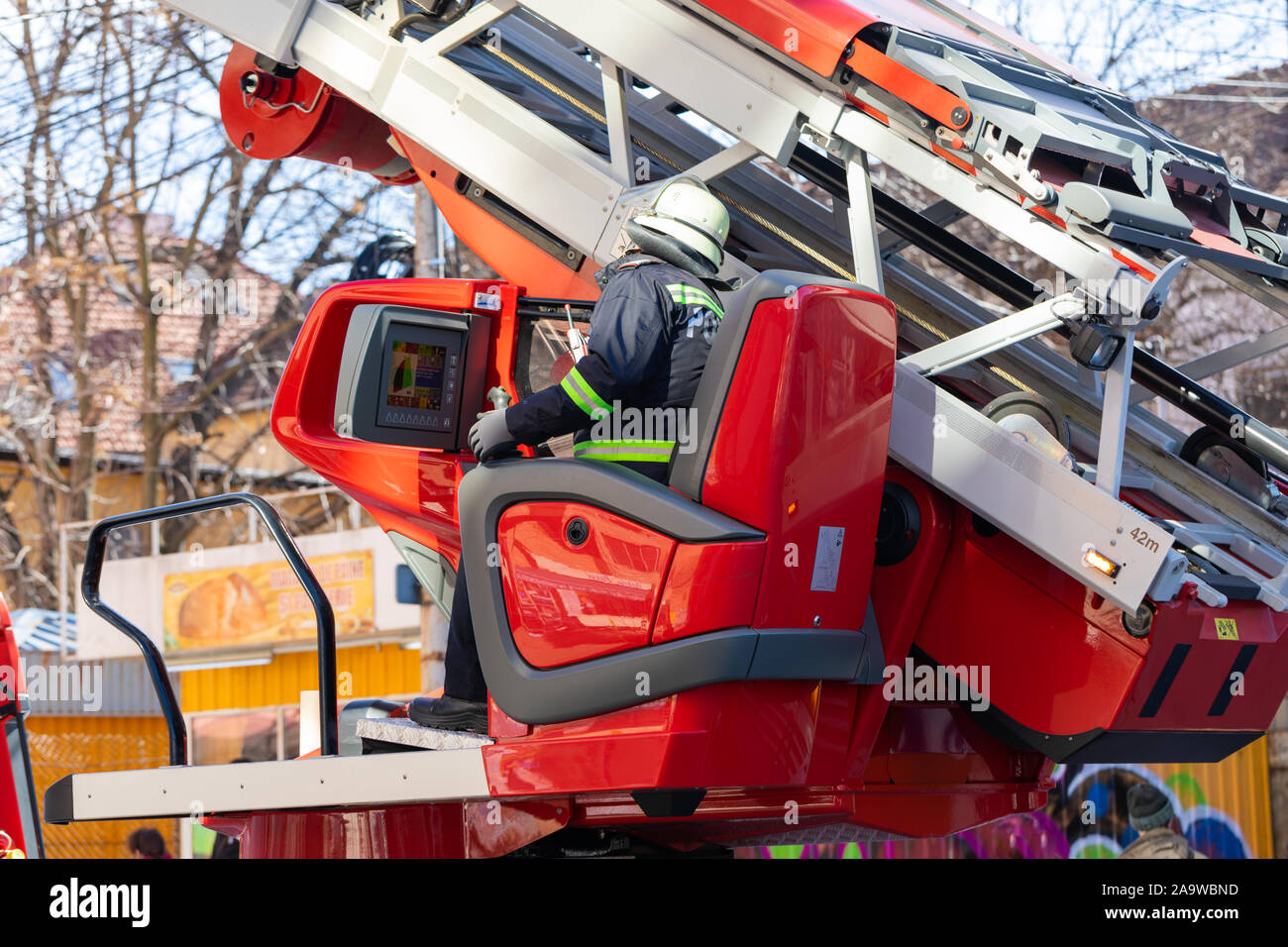 Picture of a new fire truck on mission in Cluj-Napoca, Romania Stock ...
