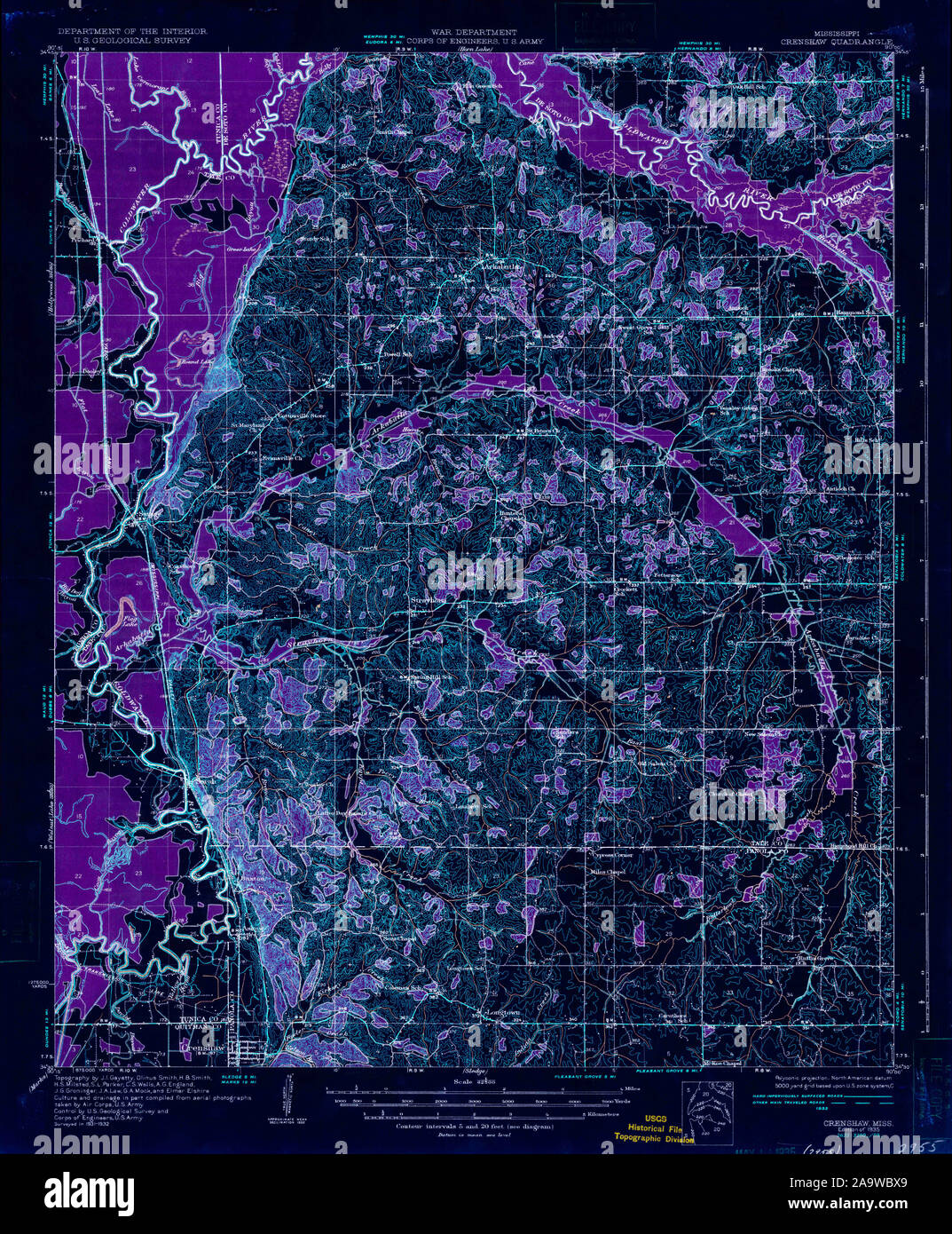 Map of crenshaw mississippi hi-res stock photography and images - Alamy