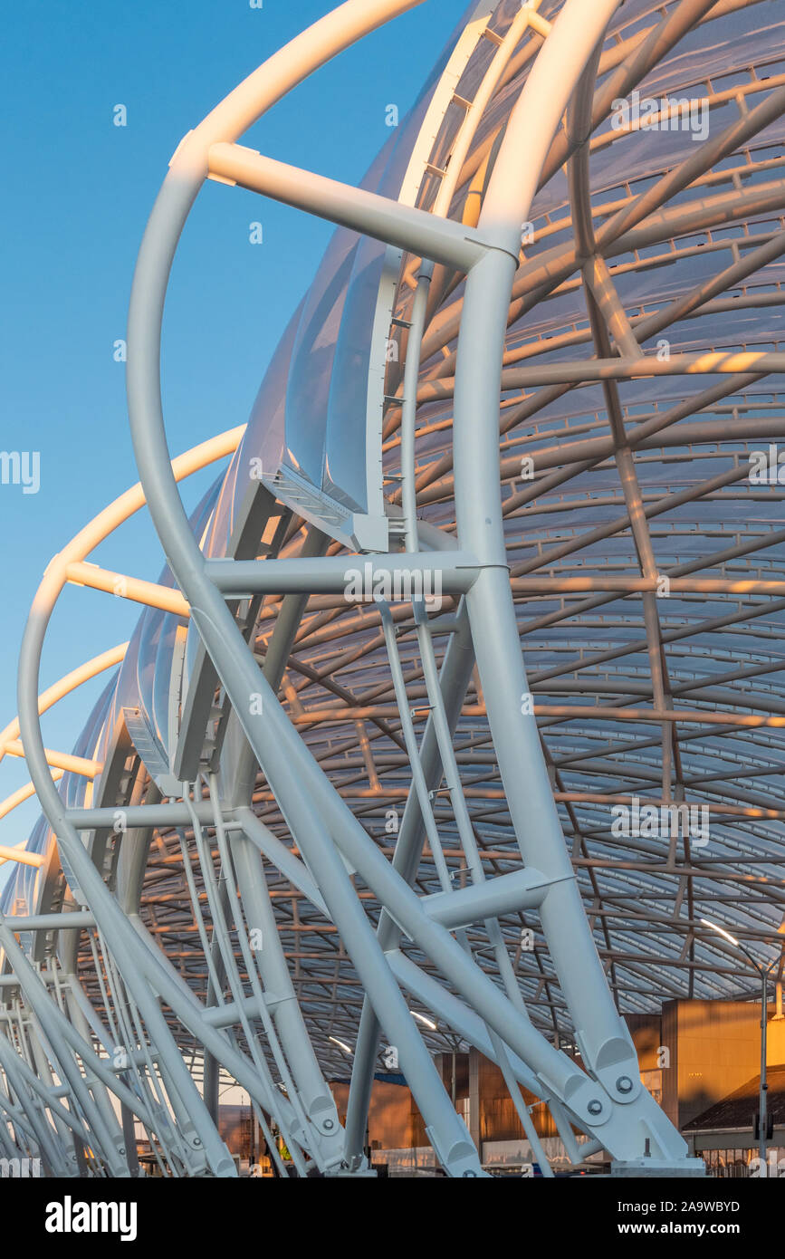 Contemporary rolled steel canopy, designed with parametric modeling by ...