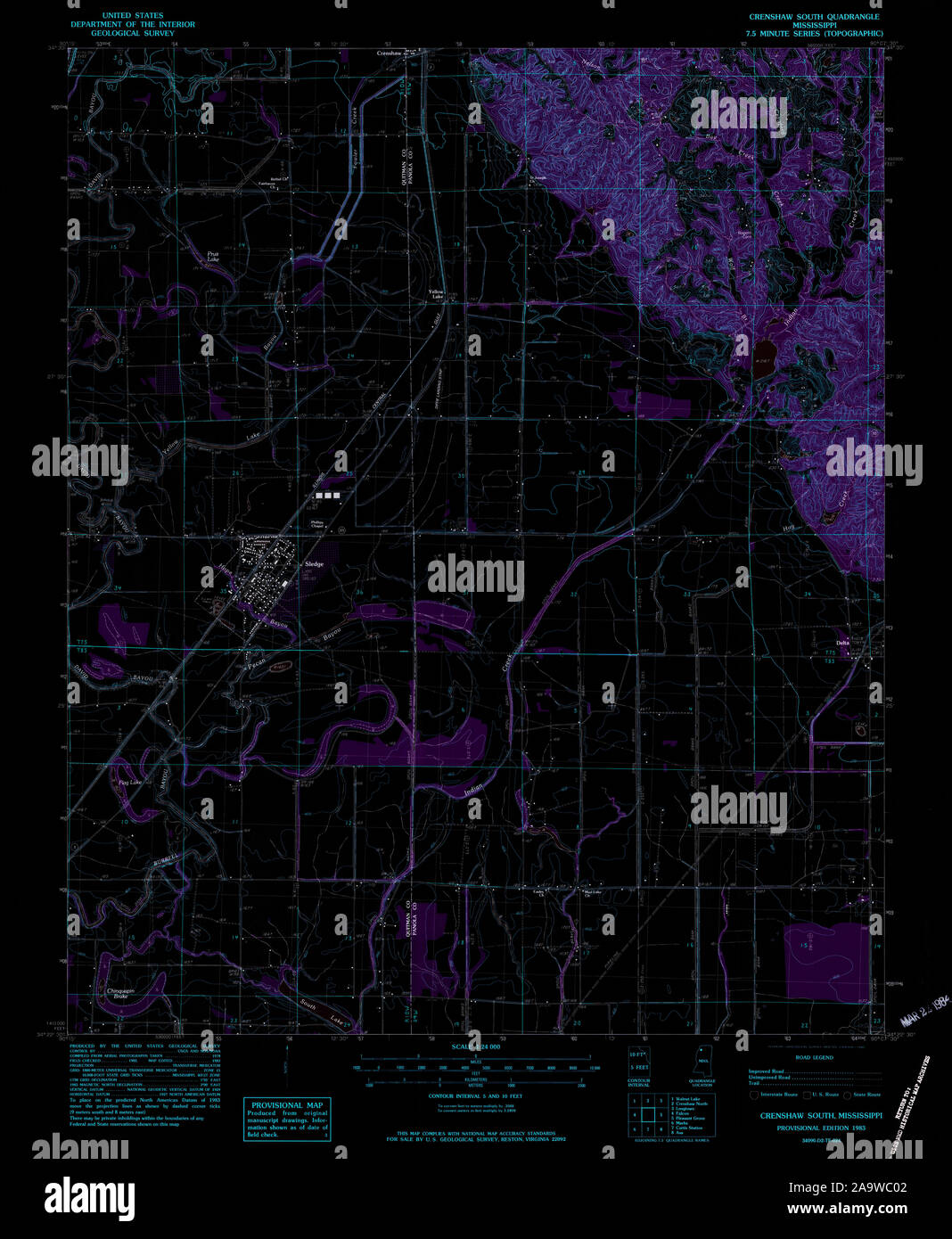 Map of crenshaw mississippi hi-res stock photography and images - Alamy