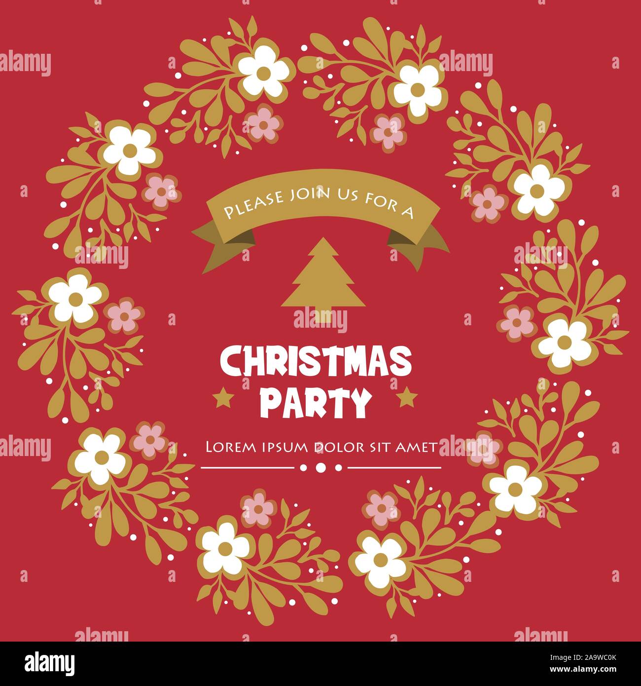 Various design invitation card christmas party, with decor of leaf ...