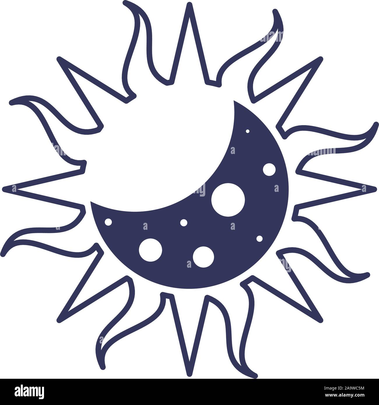 eclipse moon sun line image vector illustration Stock Vector Image ...