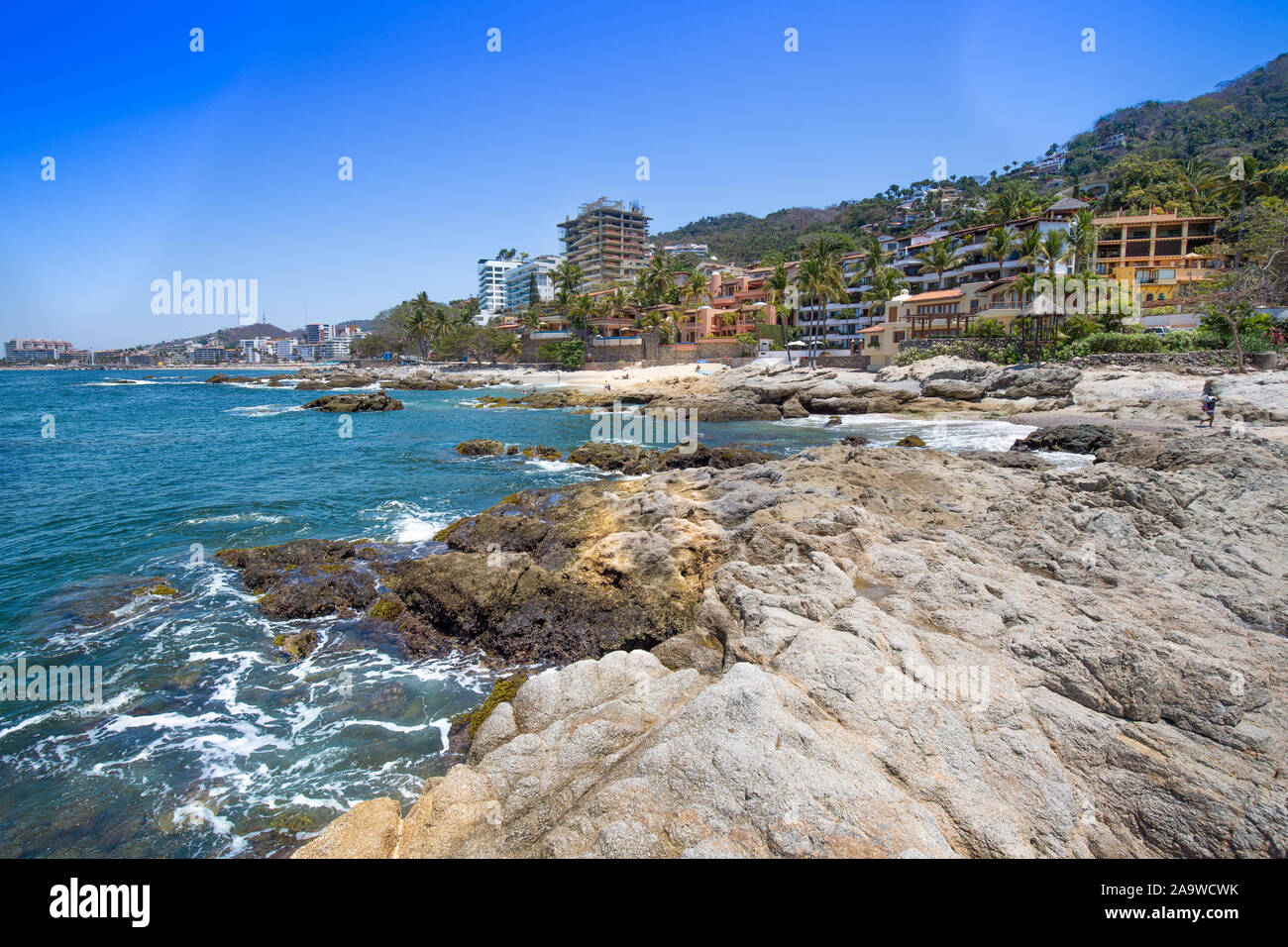 Puerto Vallarta, Conchas Chinas beach and ocean coastline Stock Photo ...