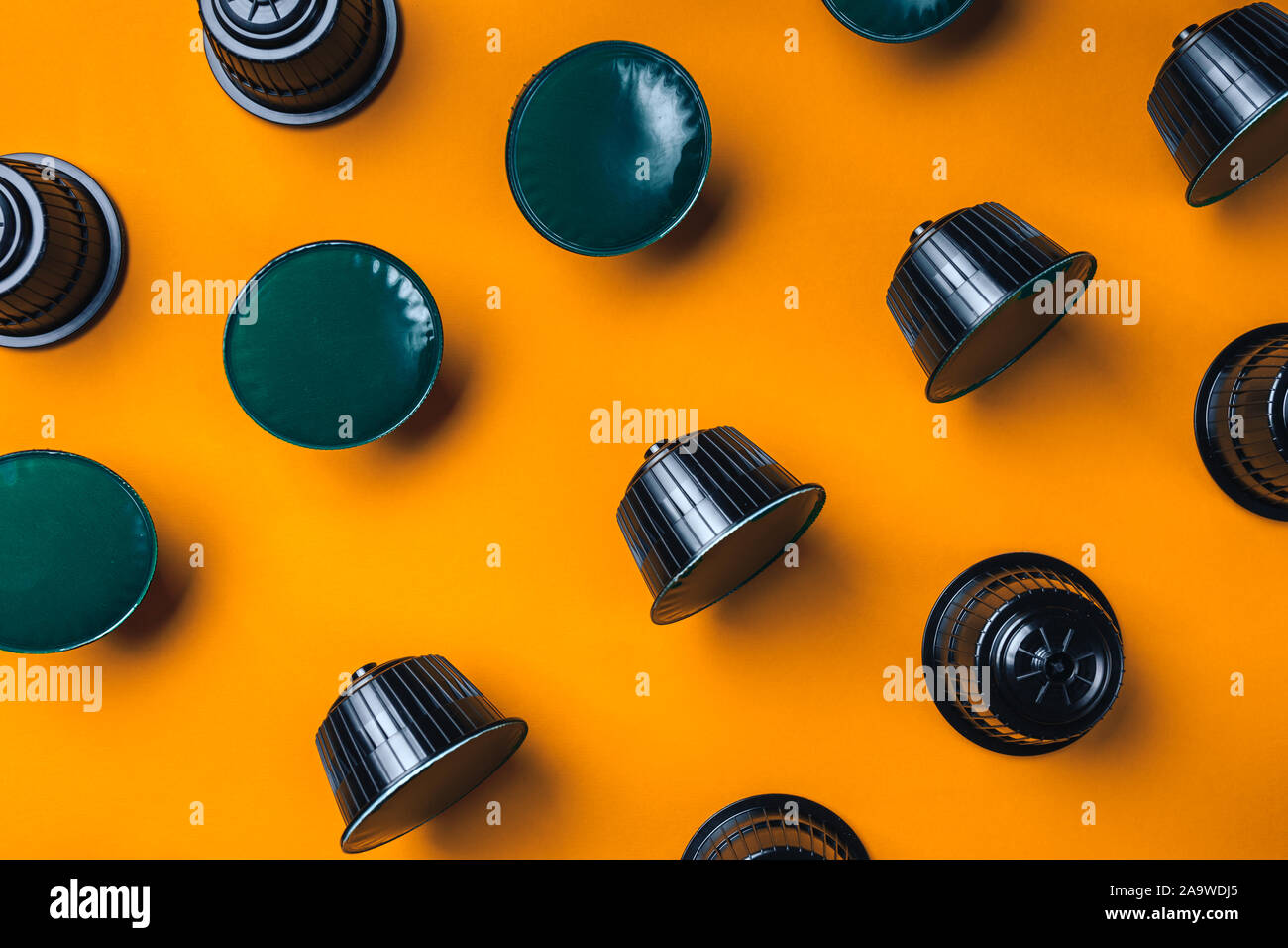 Coffee capsules flat lay Stock Photo - Alamy